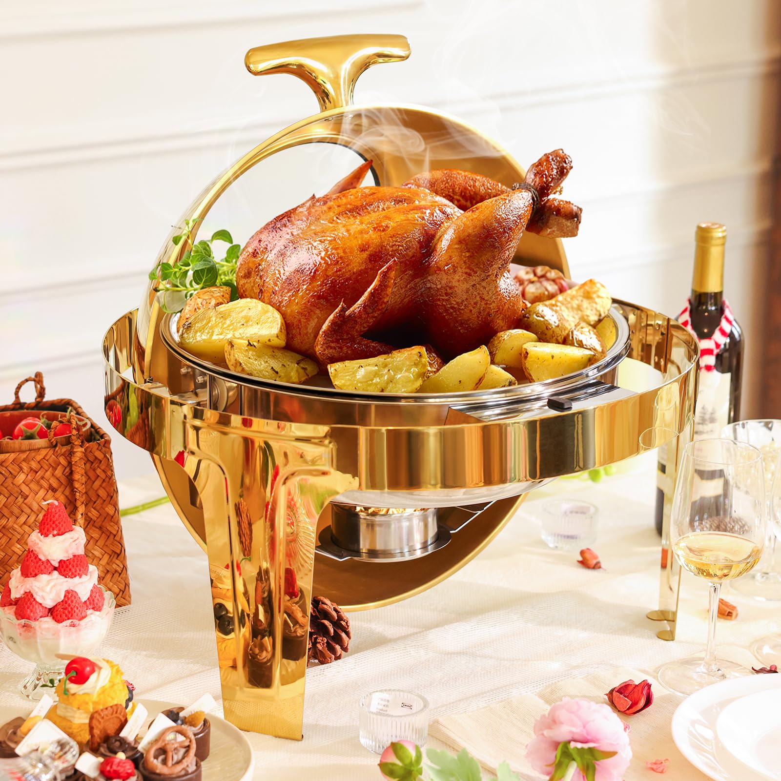 Snapklik.com : Roomark 6QT Gold Chafing Dish Buffet Set-2 Packs, Roll ...