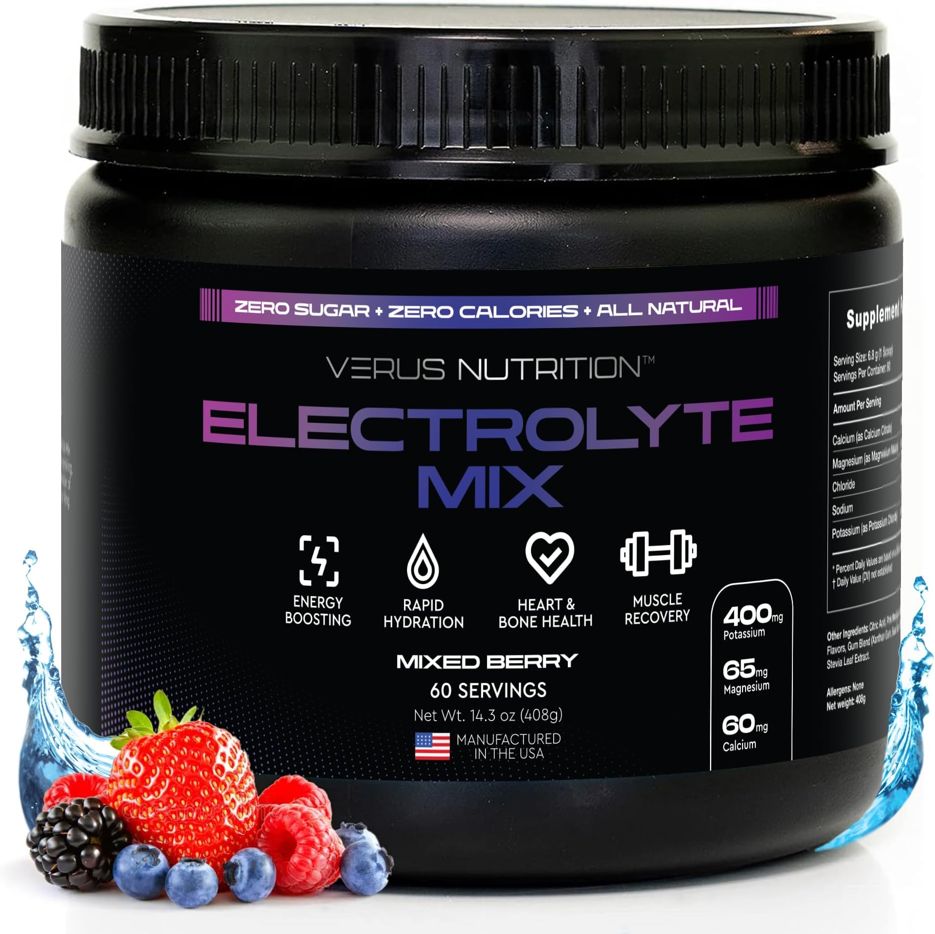 Amazon.com: Ascent Clean Hydration + Energy Electrolytes Powder - 100mg ...