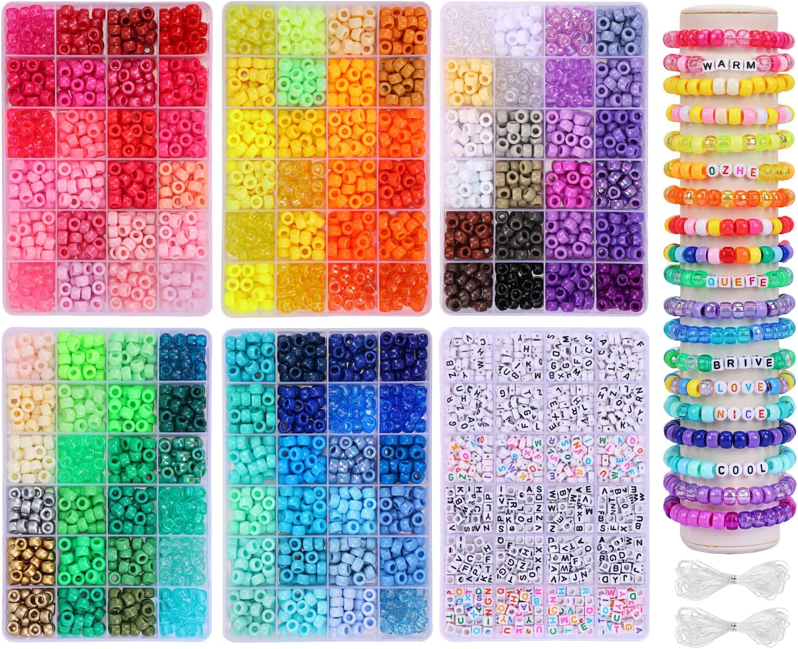 Amazon.com: QUEFE 3840pcs Pony Beads Kit for Jewelry Making, 120 Colors ...