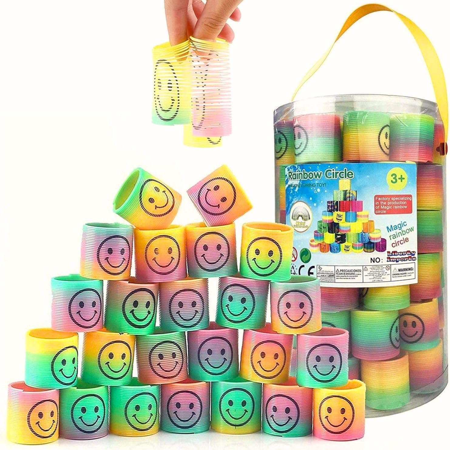 Amazon.com: 72 PCS Mini Emoticon Smile Happy Face Rainbow Springs Party ...