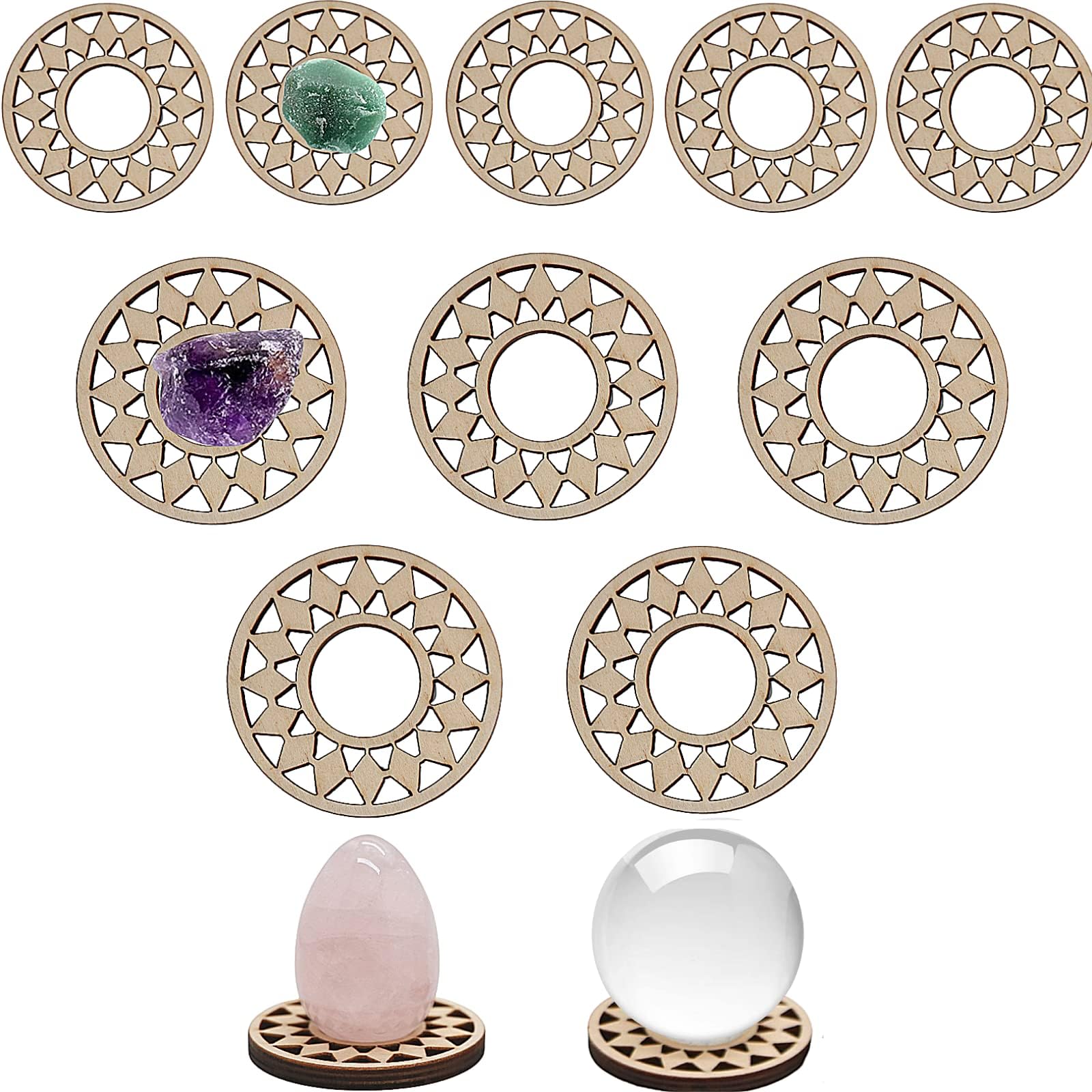 Amazon.com: Taiyin 15 Pcs Crystal Holder for Stones Wooden Sphere ...