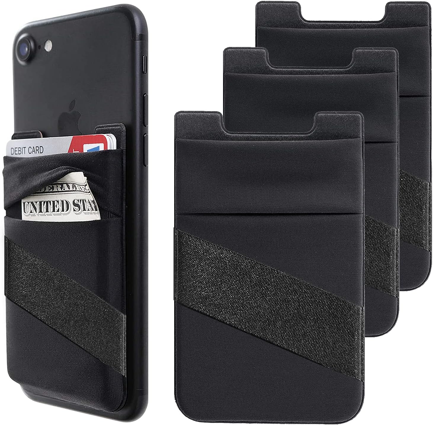 Amazon.com: Phone Card Holder for Back of Phone, Stretchy Lycra Wallet ...