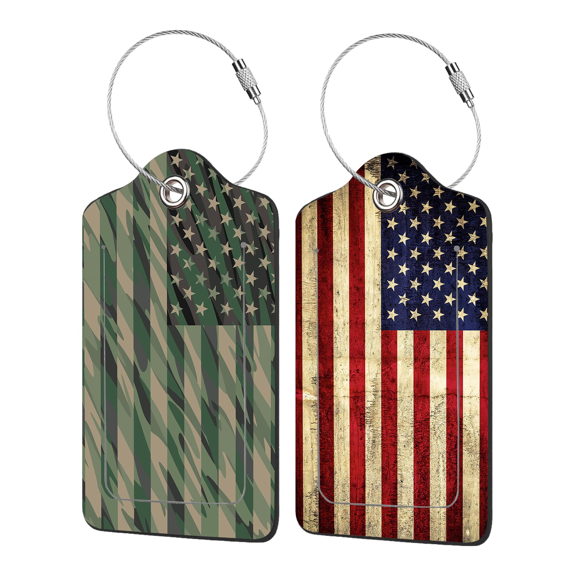 Amazon.com: EOBKLAX 2 Pack American Flag Luggage Tags for Suitcases,USA ...