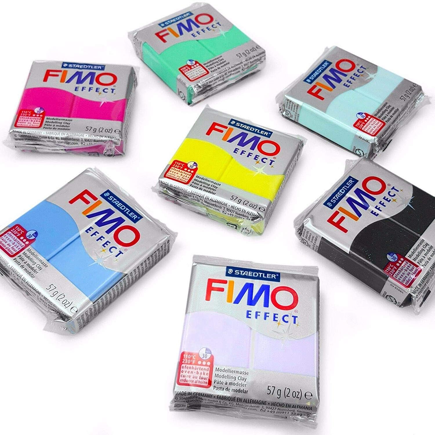 Amazon.com: FIMO Effect Polymer Oven Modelling Clay - 57g - Set of 7 ...