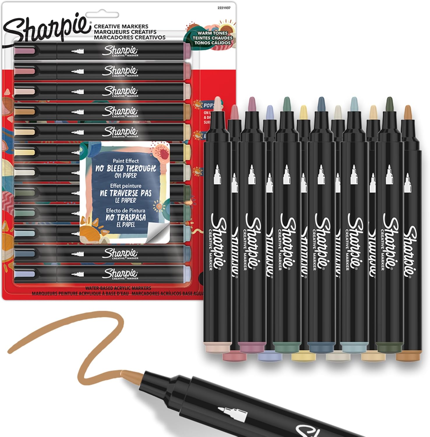 Amazon.com : Sharpie Creative Markers, Warm Tones, Water-Based Acrylic ...