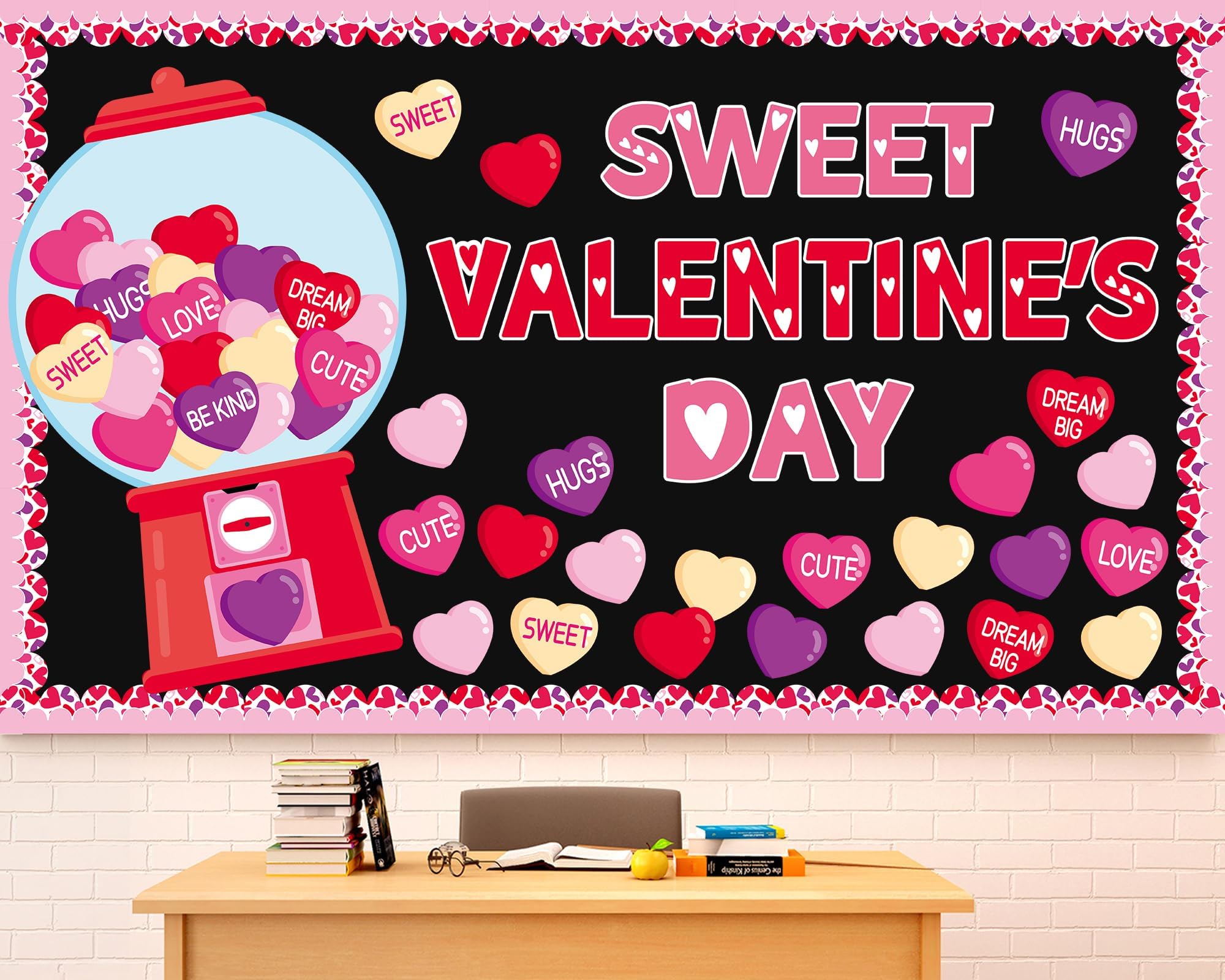 Amazon.com: 56Pcs Valentine's Day Classroom Bulletin Board Decorations ...