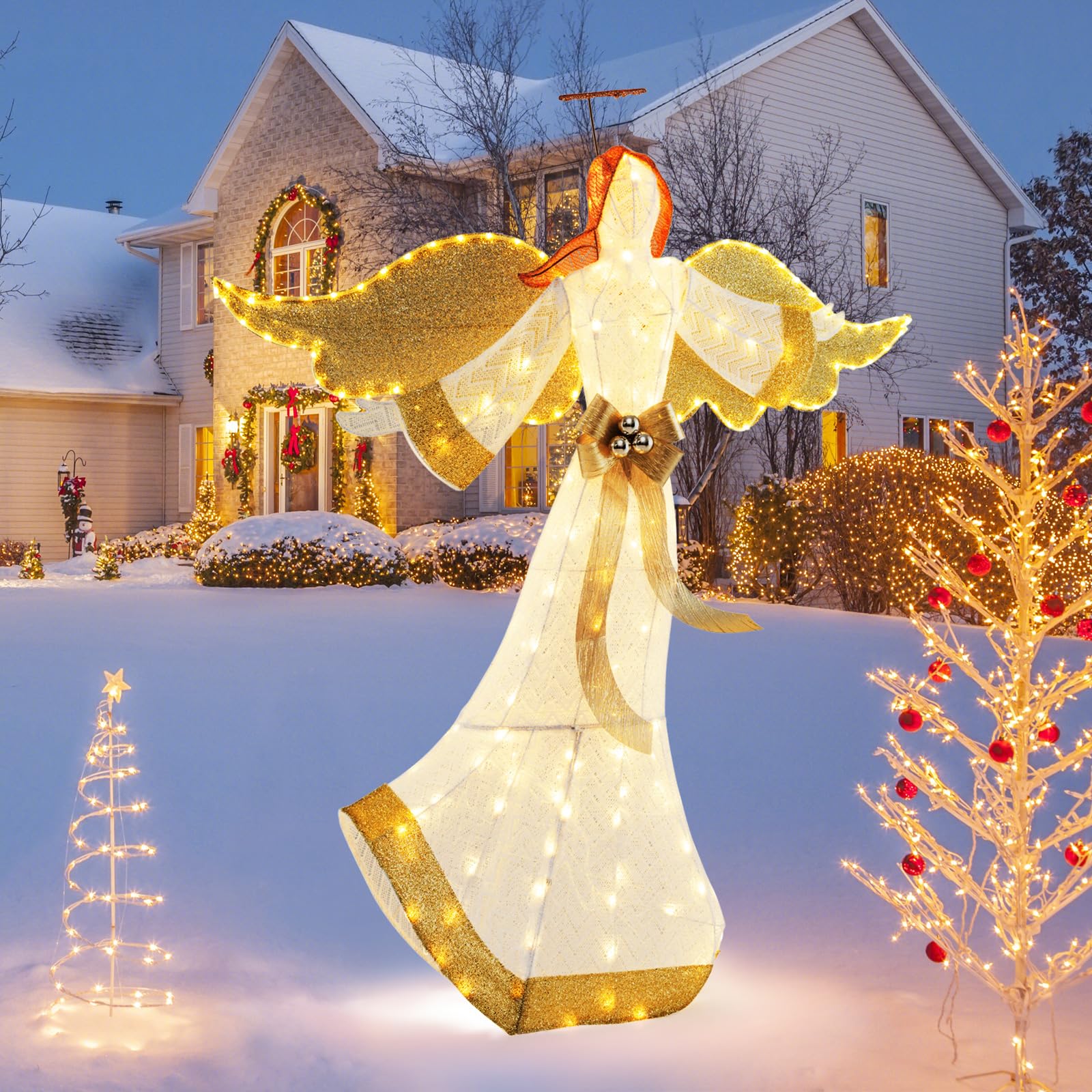 Amazon.com: Tangkula 5.2 FT Outdoor Christmas Lighted Angel, Xmas Pre ...