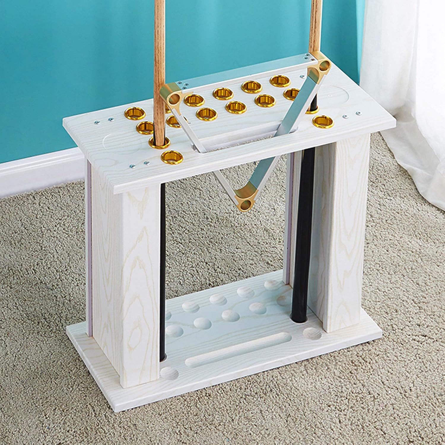 Billard-Queue-Rack Holz-Pool-Stick-Halter-Organisatoren, kann 16 ...