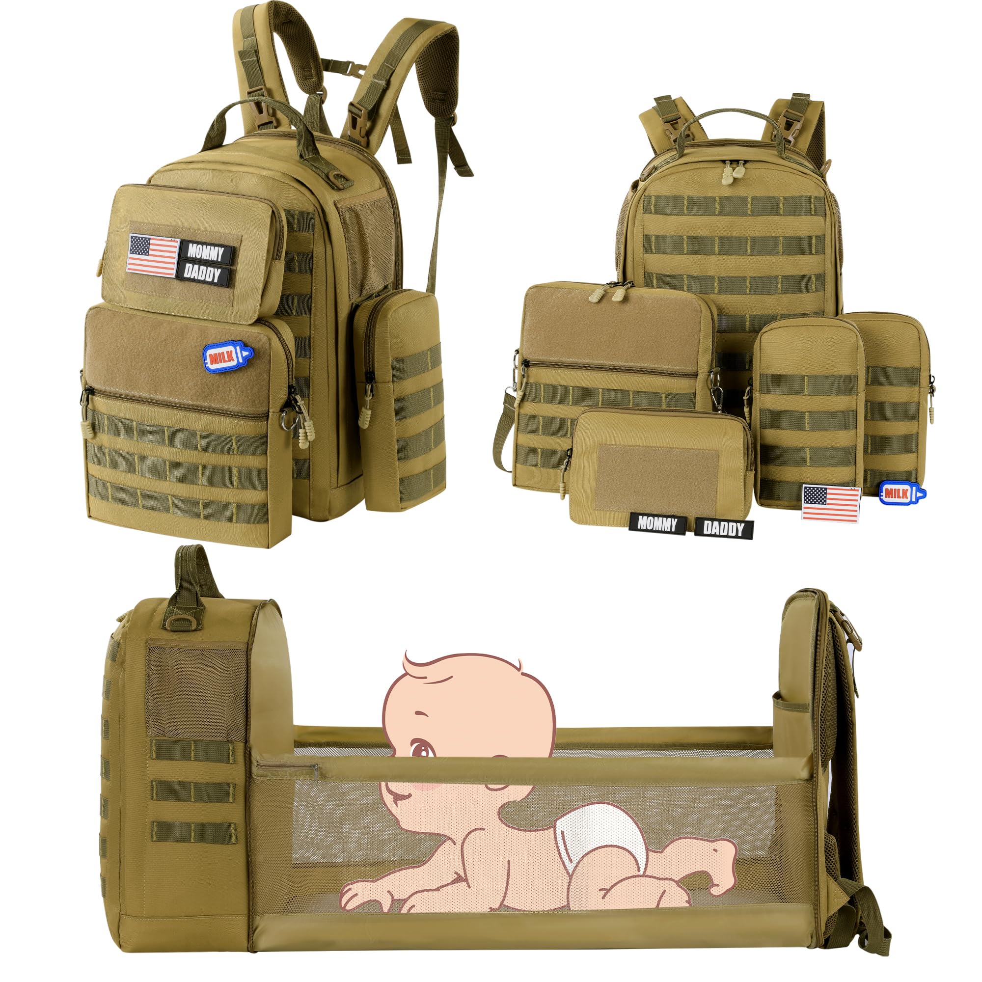 Amazon.com: MABOZOO Baby Diaper Bag Backpack Combo with 4 Detached Bag ...