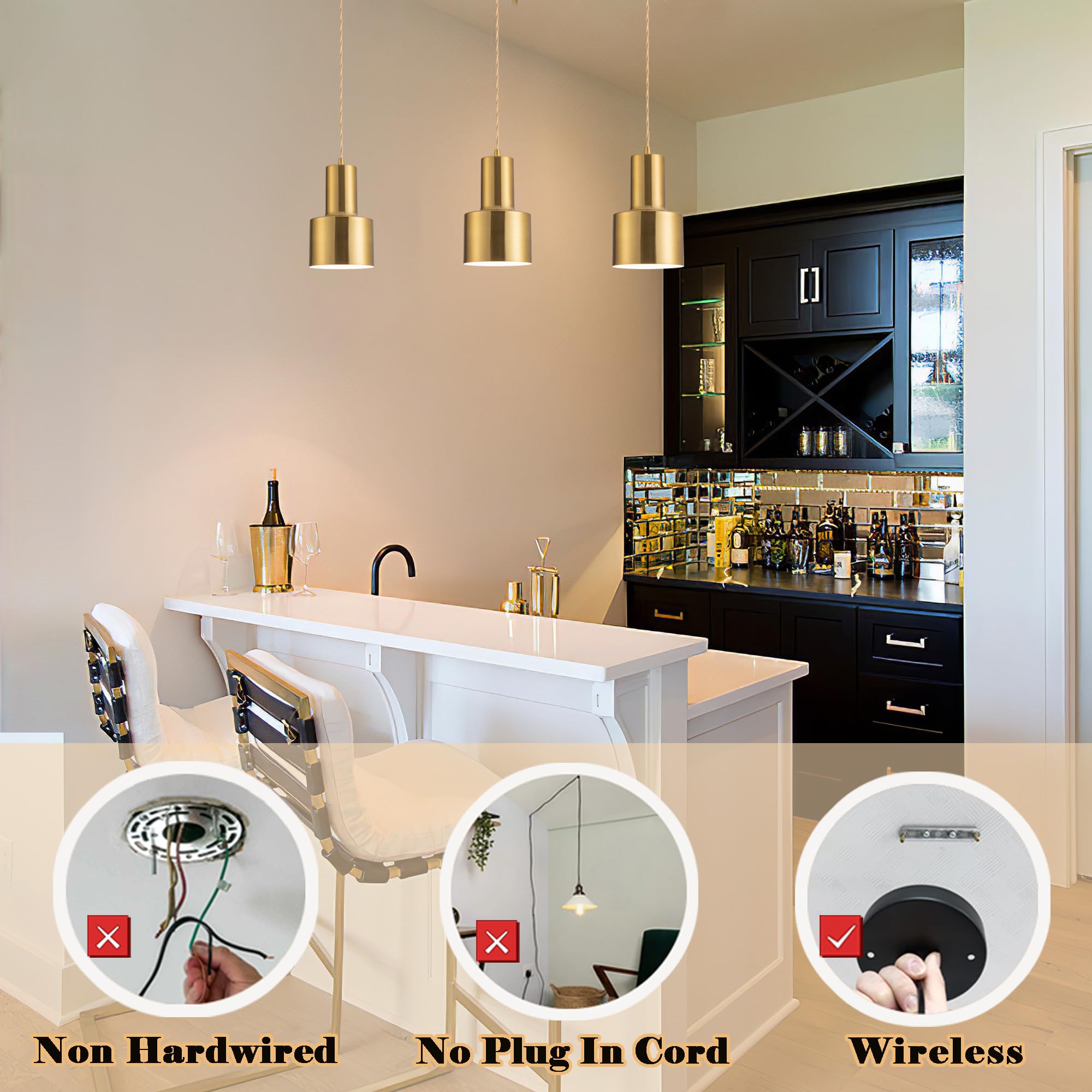 Remote Control Wireless Pendant Light With Remote Battery Operated ...