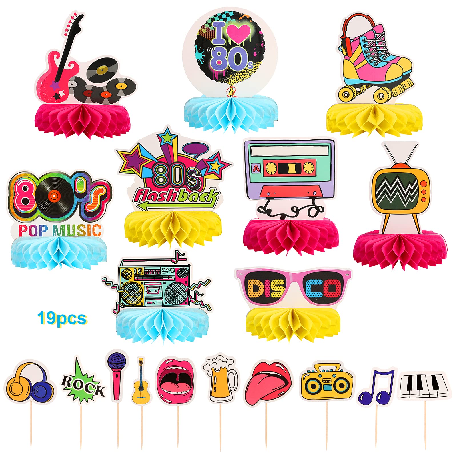 Plttott 19 Pcs 1980 S Honeycomb Centerpieces Table Topper 9 ...