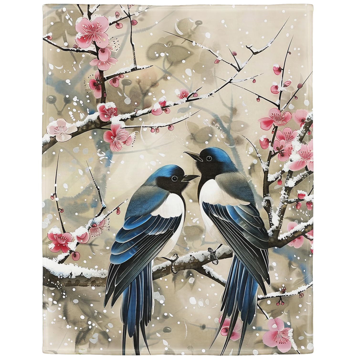 Amazon.com: Plum Blossoms & Magpies Blanket, Traditional Chinese Art ...
