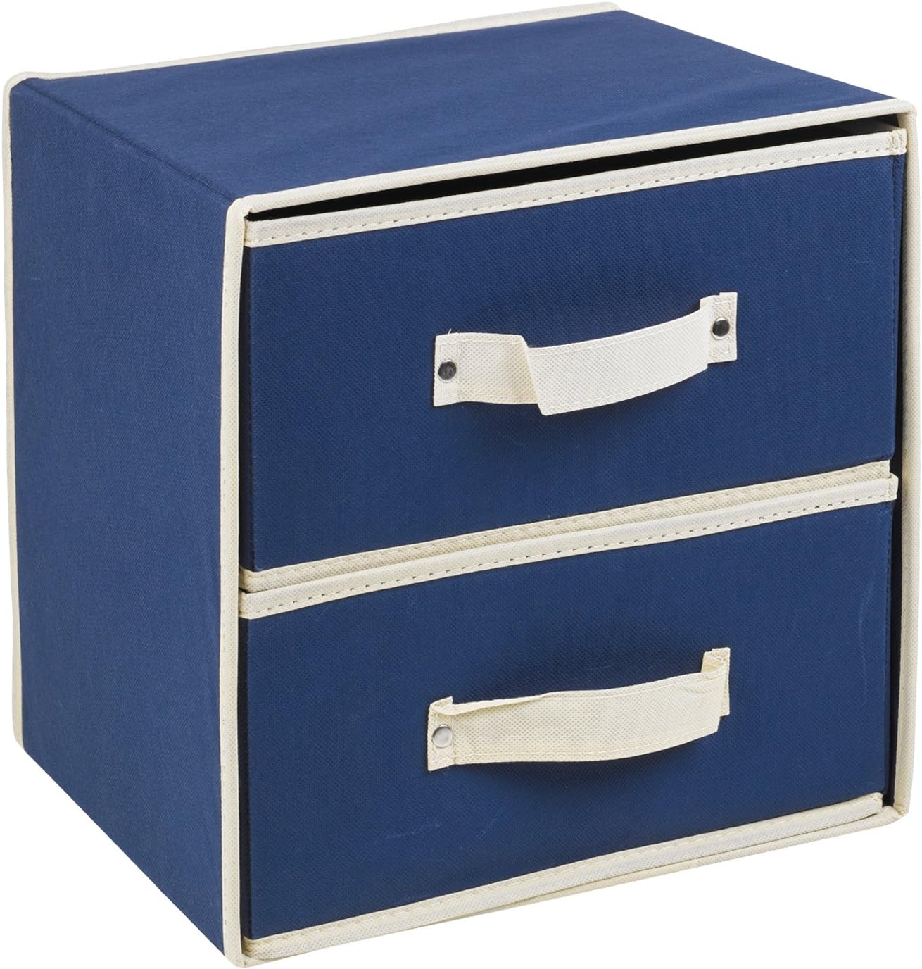 Panorama Gifts Collapsible Fabric 2 Drawer Storage Boxes (Blue With ...