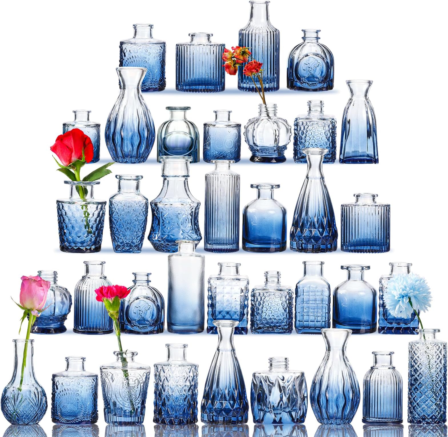 Amazon.com: Arme Bud Vases Set of 30, Blue Vases for Centerpieces ...