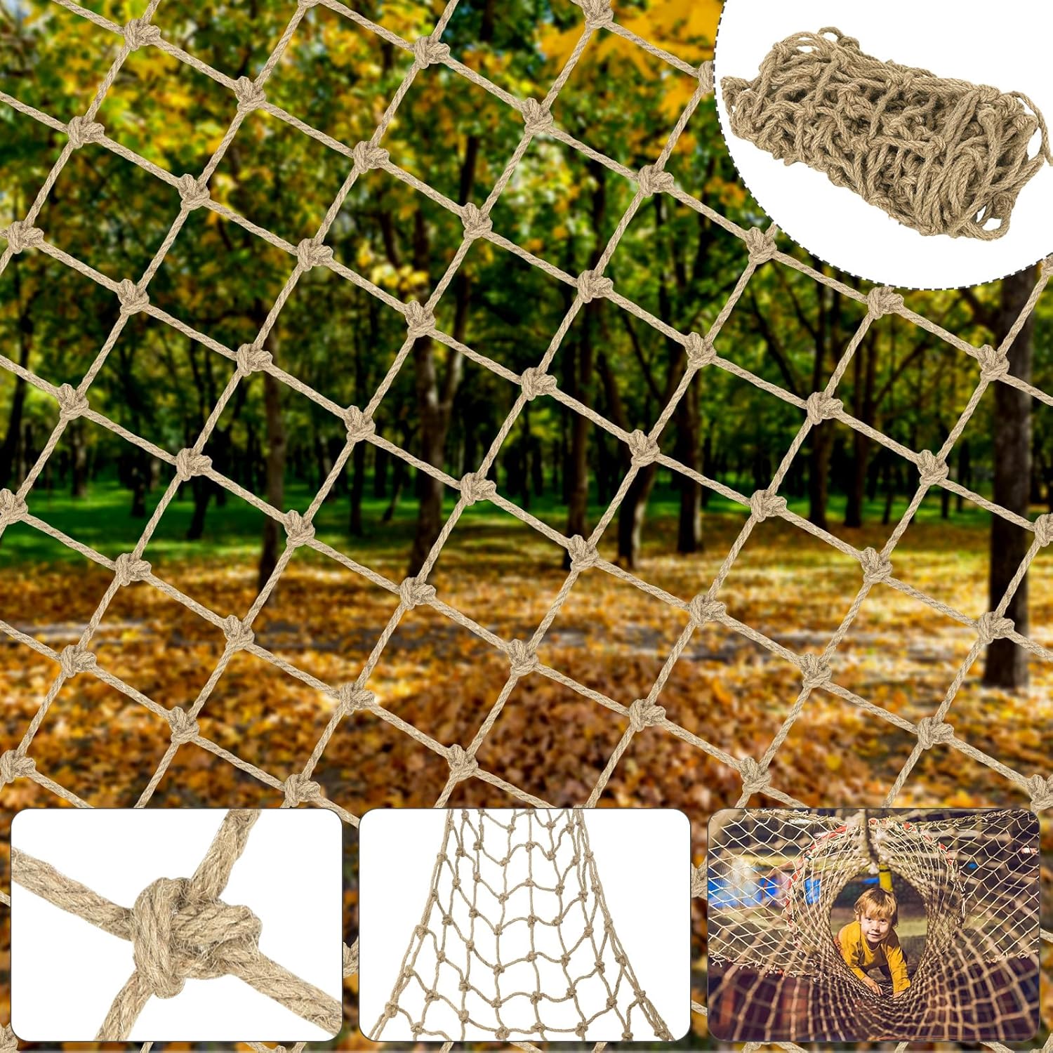 Amazon.com: GliCraft 3.28 x 6.56 ft Kids Climbing Net Hemp Rope Net ...