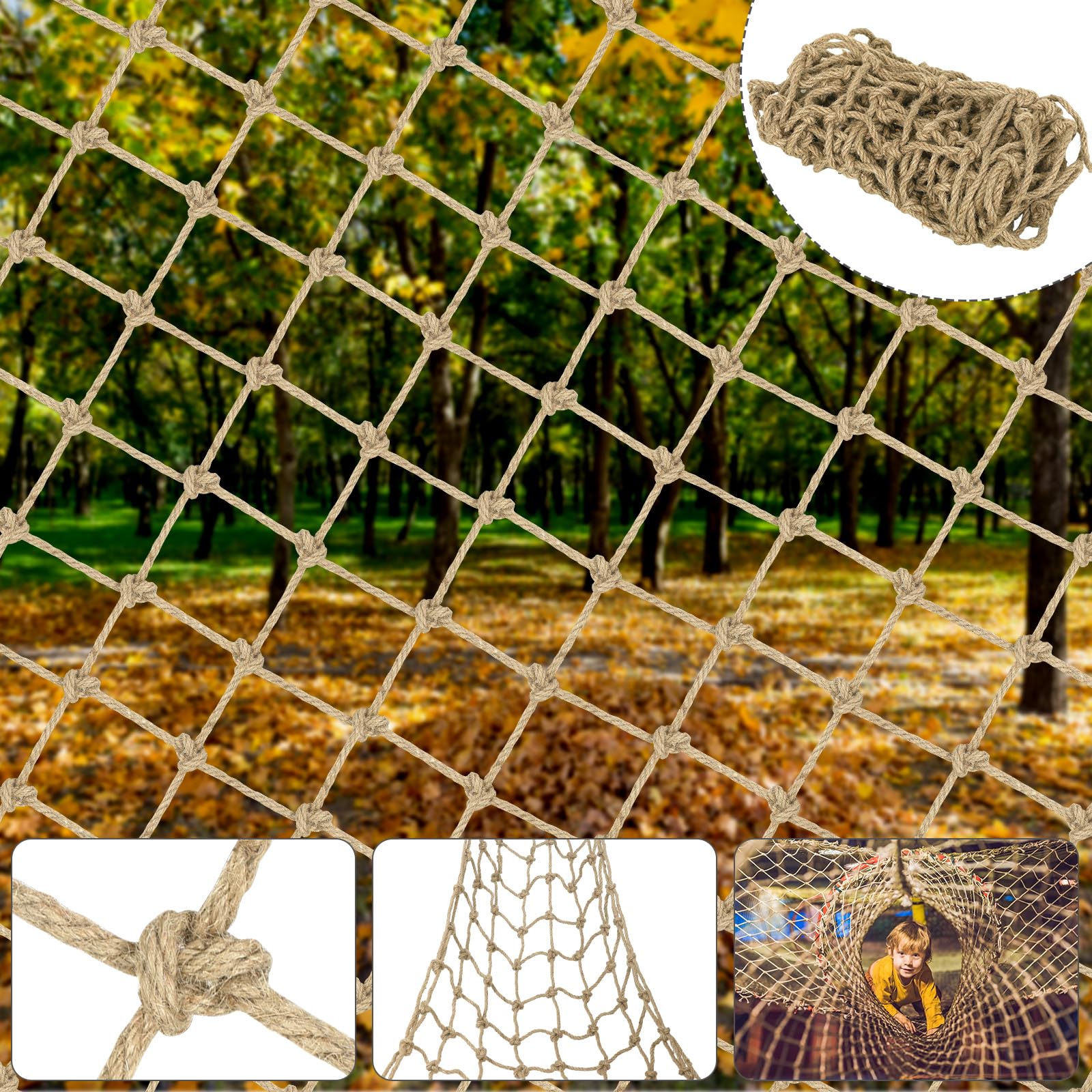 Snapklik.com : Kids Climbing Net - 3.28 X 6.56 Ft Hemp Rope Heavy Duty ...