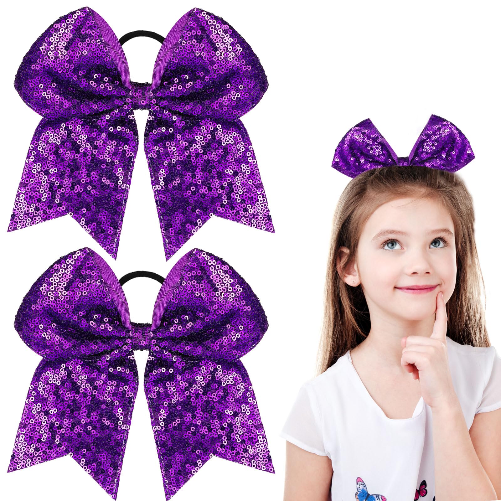 Amazon.com : 2 Packs Jumbo Cheerleading Bow 8 Inch Cheer Hair Bows ...