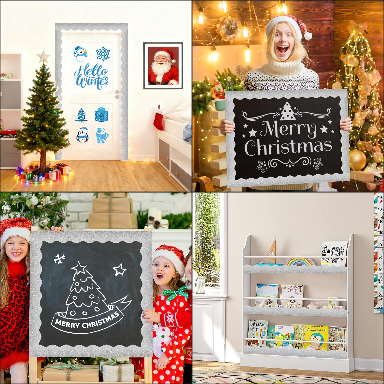 Snapklik.com : 65.6Ft Silver Glitter Bulletin Board Border, Shiny ...
