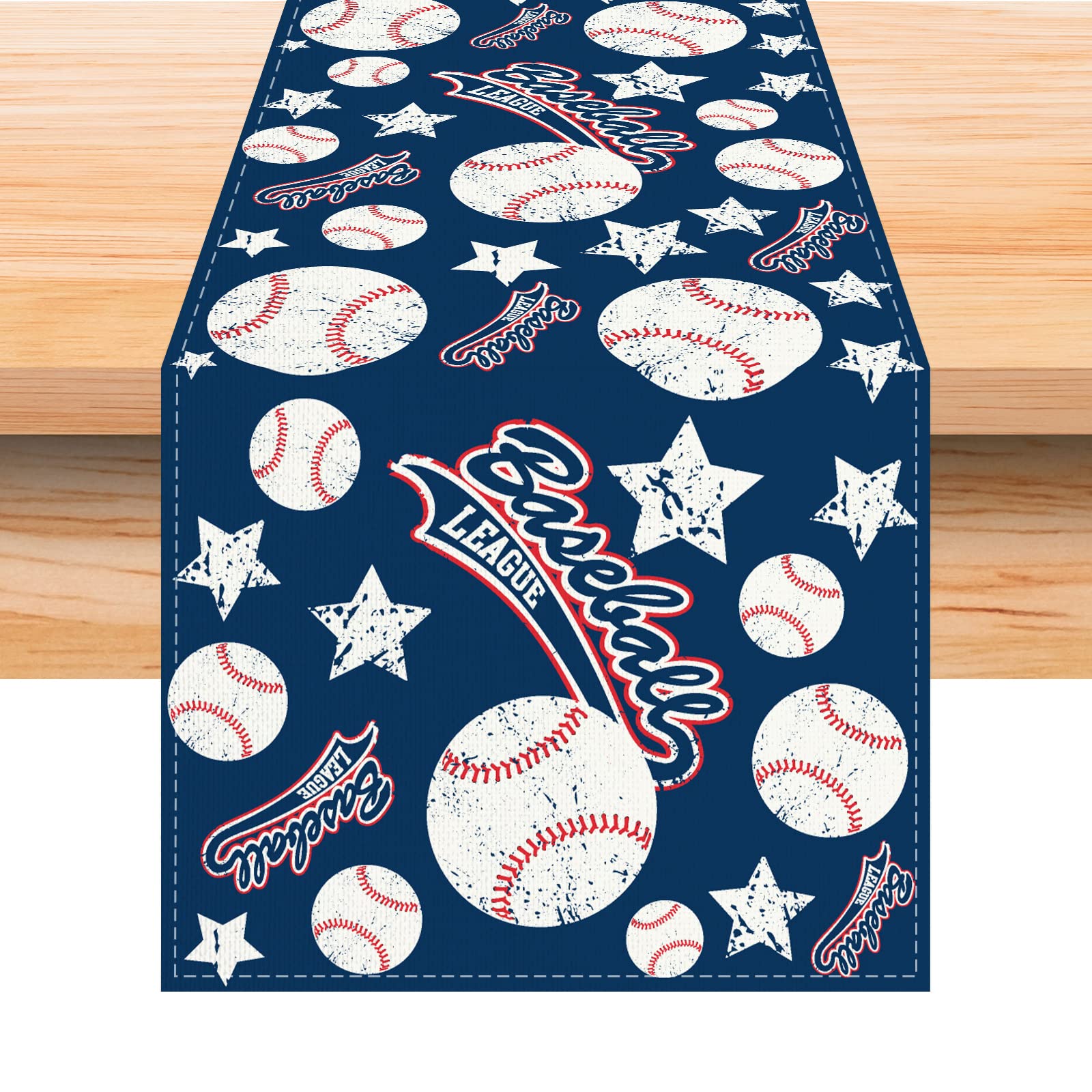 Amazon.com: Linen Baseball Table Runner 72 Inches Long Baseball Table ...