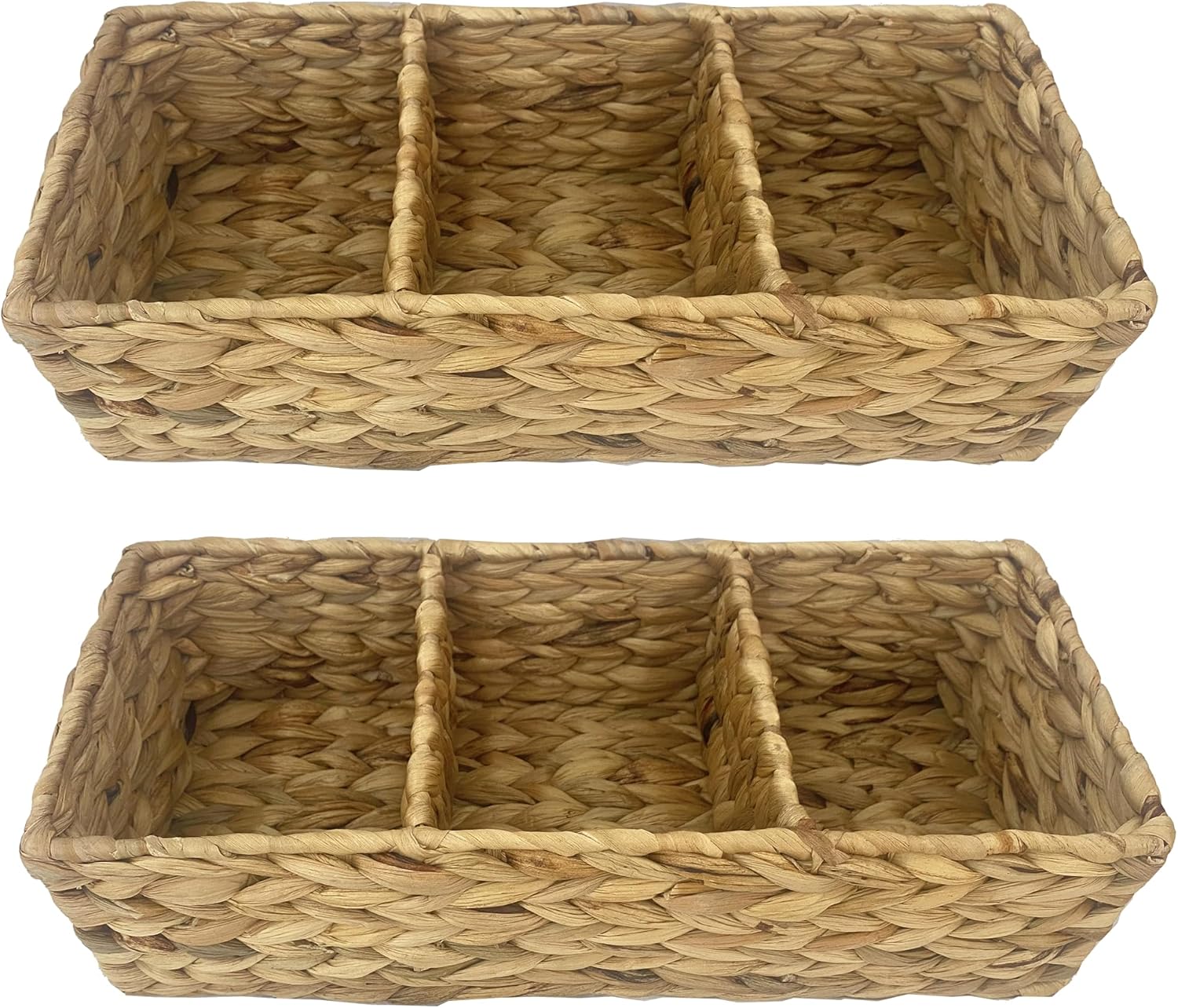 Amazon.com: HORPRES Set of 2, 3-Section Woven Water Hyacinth Storage ...