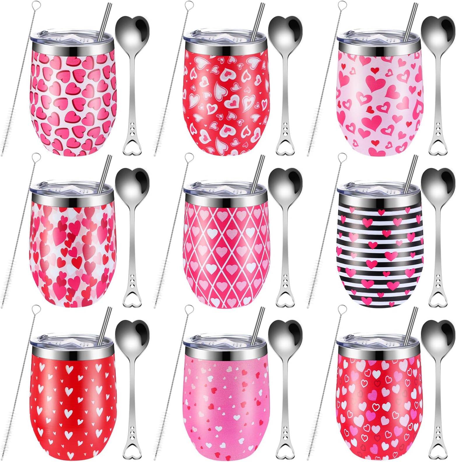 Amazon.com | Hushee 9 Pcs Valentine's Day Tumblers Gifts Bulk 12 Oz ...