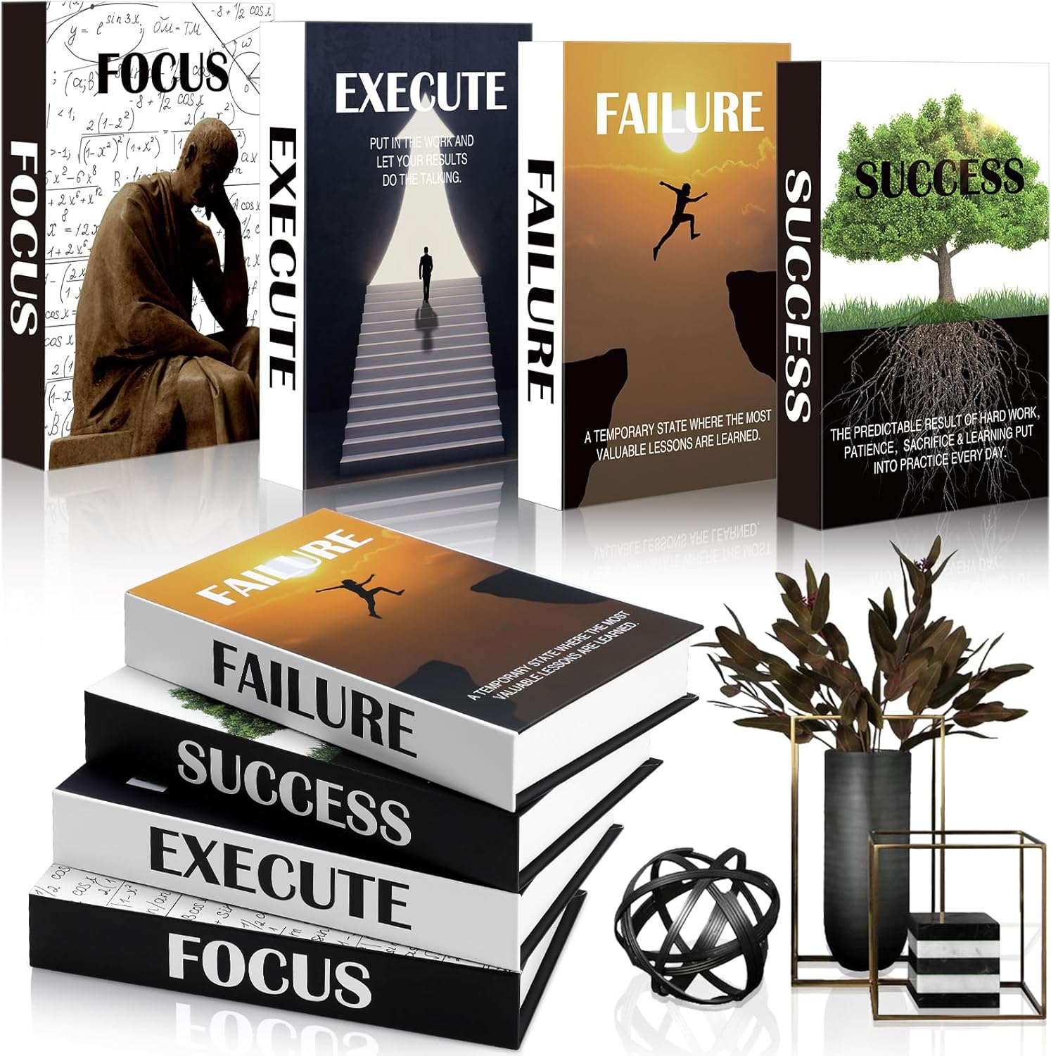 Amazon.com: Pasimy Decorative Book Set of 4 Inspirational Faux Books ...