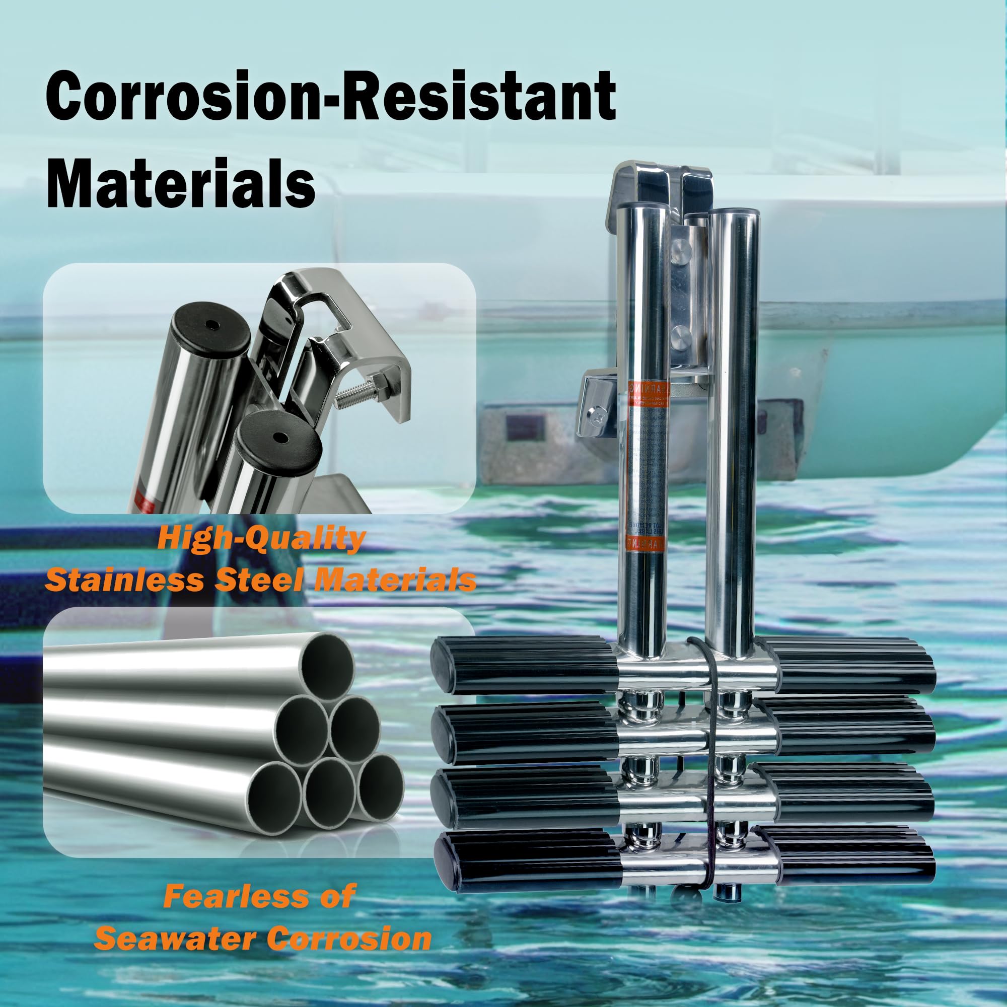 Snapklik.com : XinKunmarine 4 Step Boat Ladder, Stainless Steel Dive ...