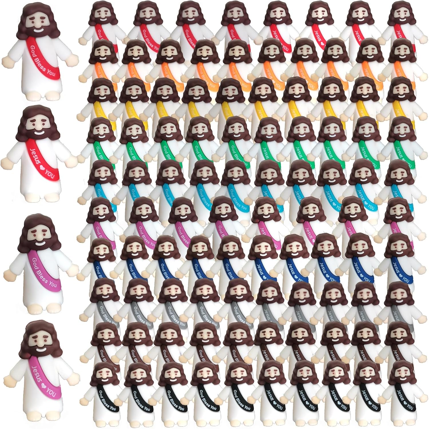 Amazon.com: 100 Pcs Mini Jesus Figurines Bulk, Little Jesus Printed ...