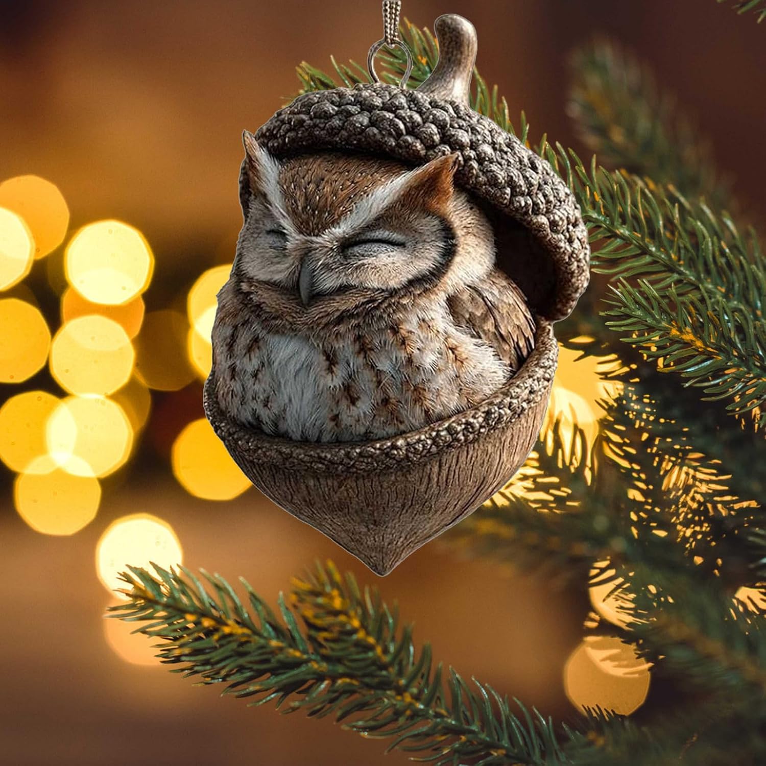 Amazon.com: Forest Animal Acorn Ornaments, Cozy Forest Animal in Pine ...