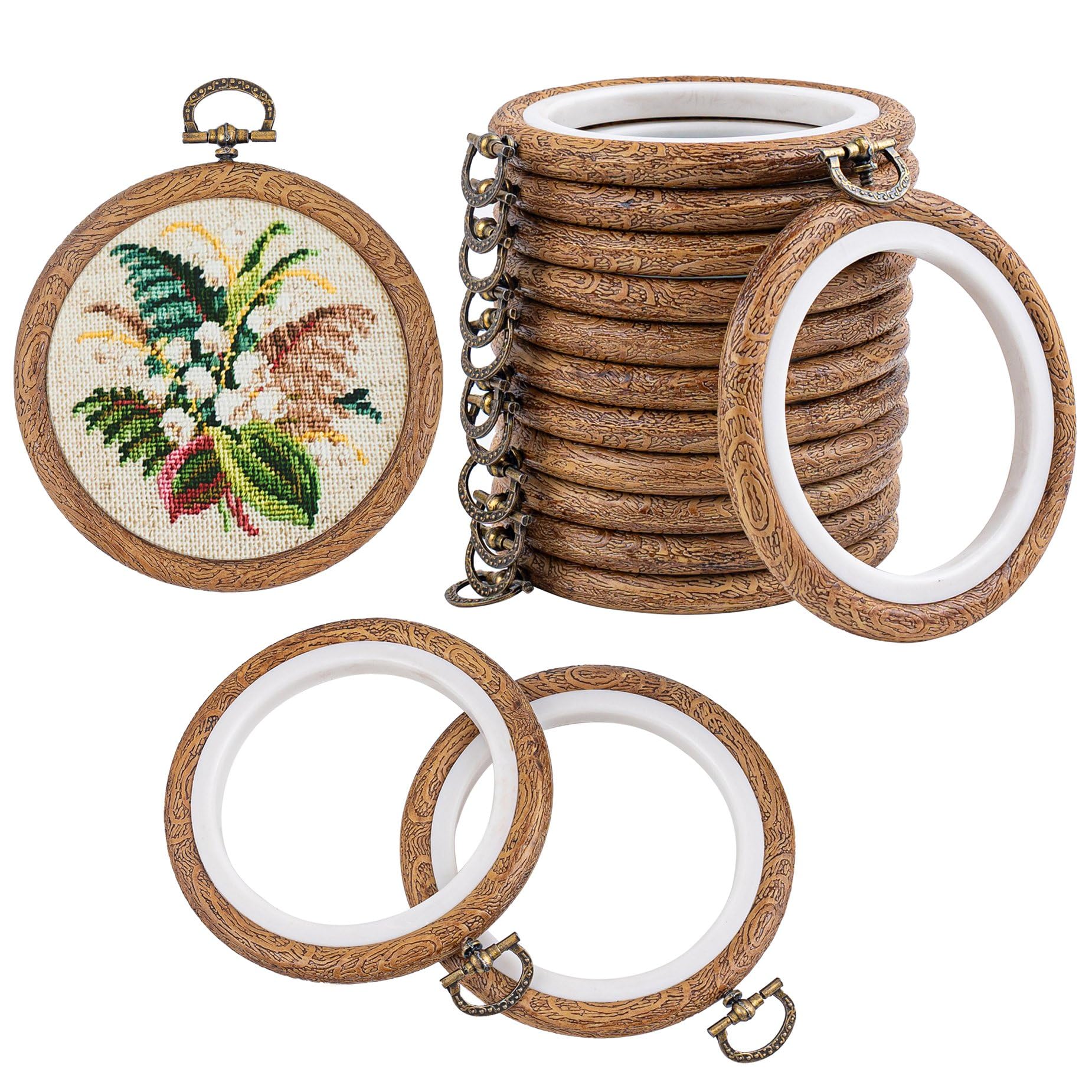 Amazon.com: Framendino, 15 Pack Round Mini Embroidery Hoops 4 Inch ...