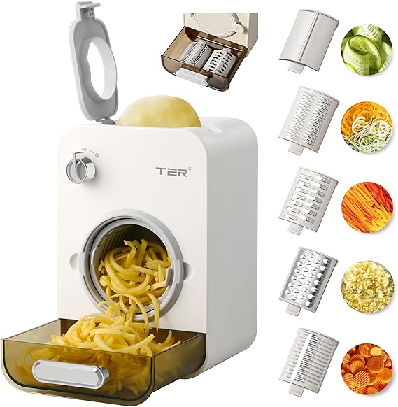 Amazon.com: TER Electric Cheese Grater with 5 Blades, 5-in-1 Electric ...