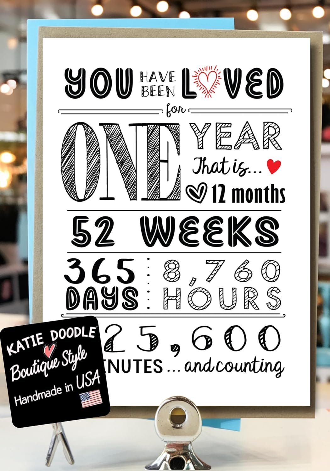 Amazon.com : Katie Doodle - Super Cute, 1st Birthday Card, (Handmade in ...