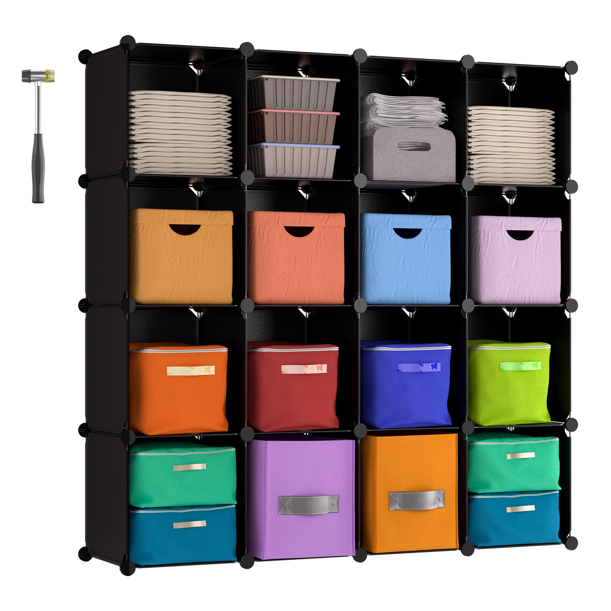 Snapklik.com : Plastic Cube Storage, 16 Cube Closet Storage Cubes, DIY ...