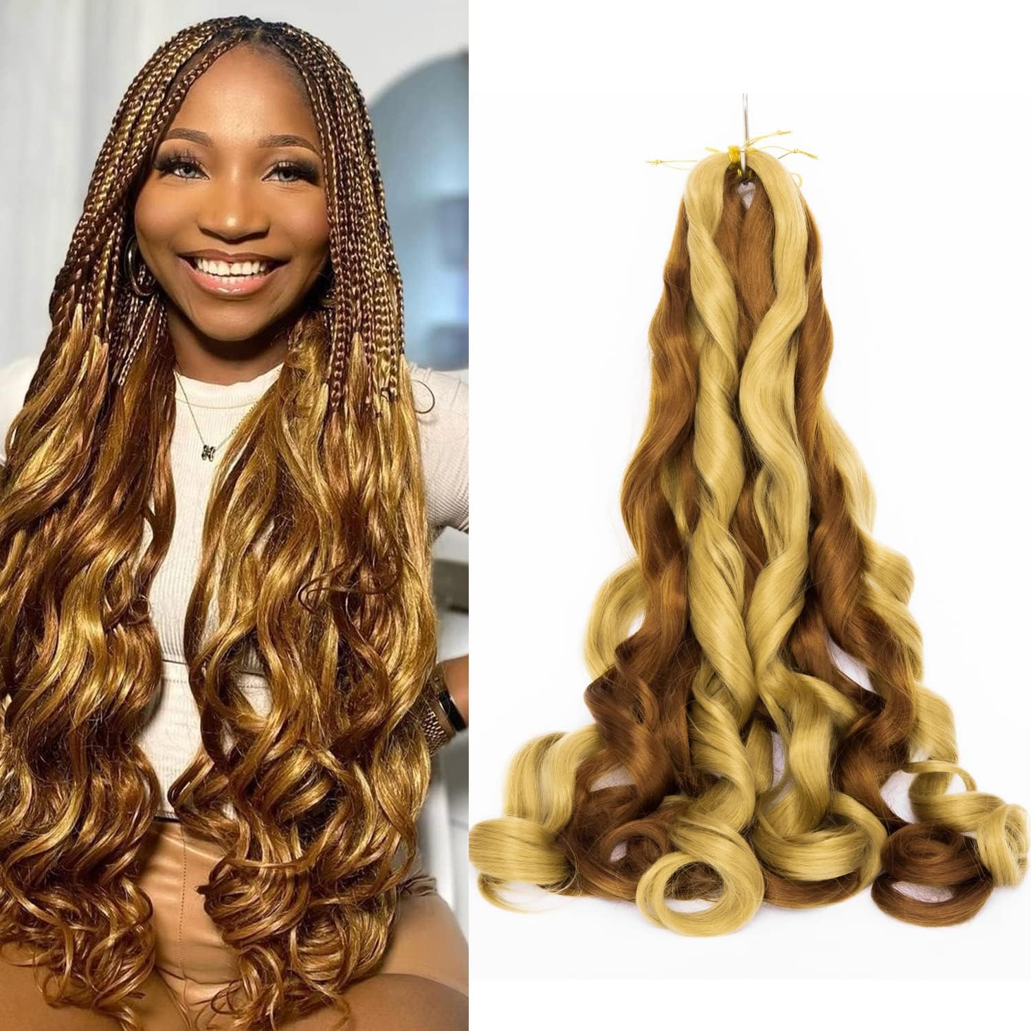 Amazon.com : Ginger French Curly Braiding Hair 7 Packs 22 Inch Pre ...