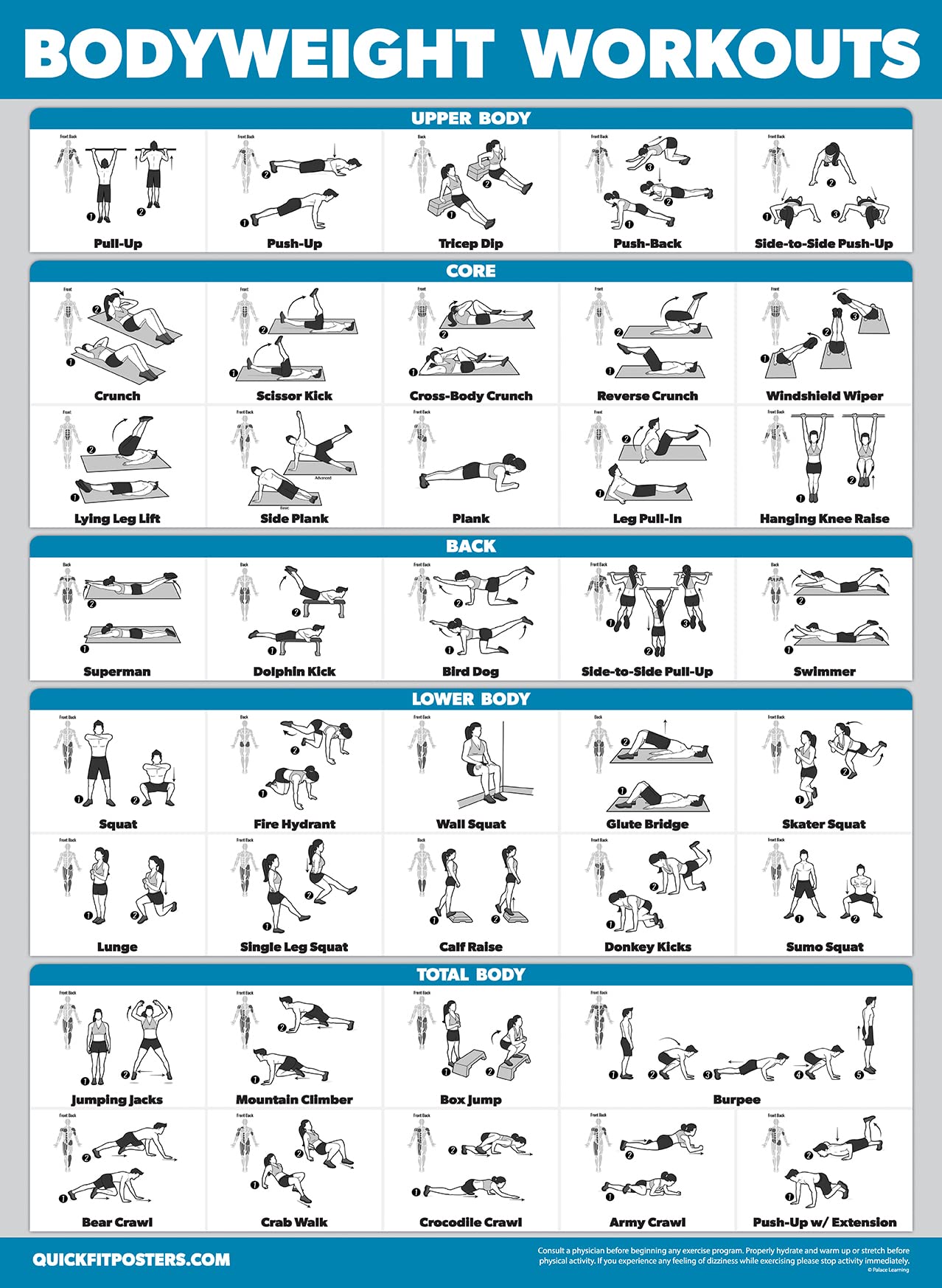 Exercise Posters For Home Gym Resistance Bands Workout Posters Set - 4 ...