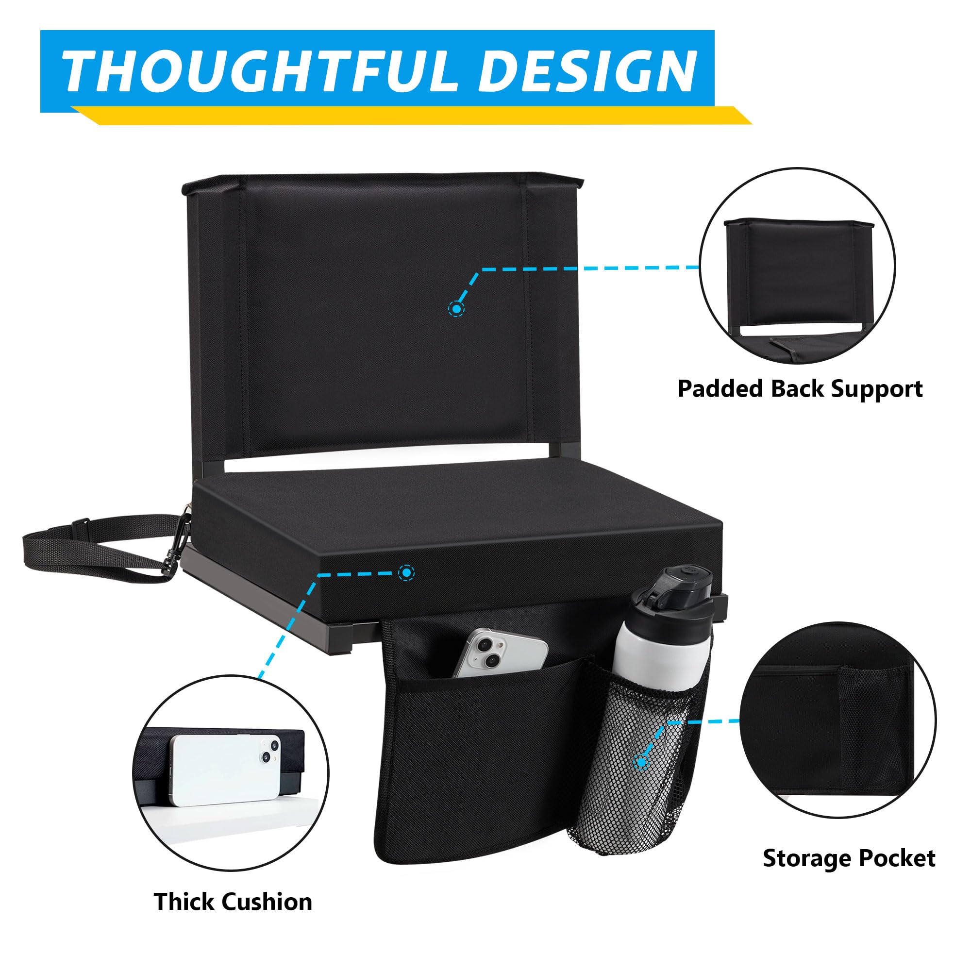 Fragess Stadium Seat with Football Pattern, Stadium Seats with Back ...