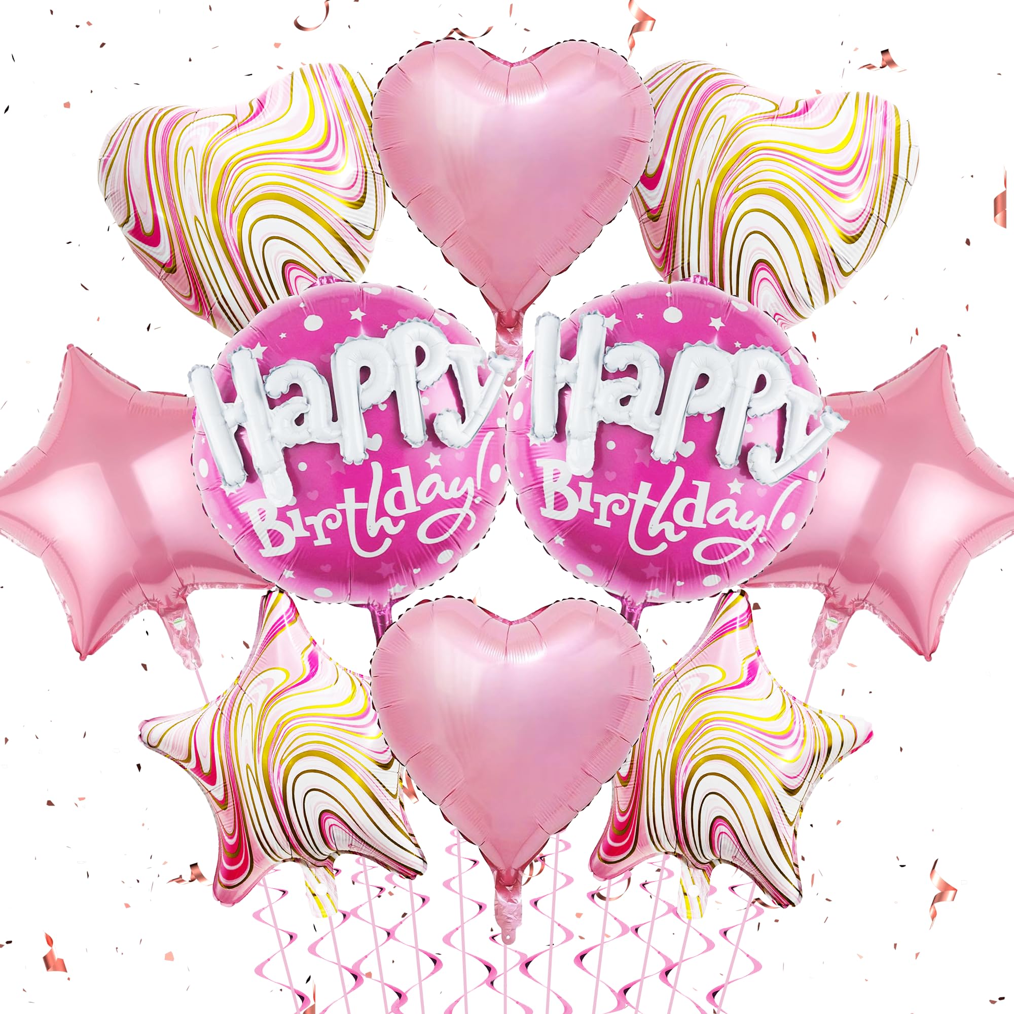 Amazon.com: Happy Birthday Decorations Pink Balloons - Happy Birthday ...