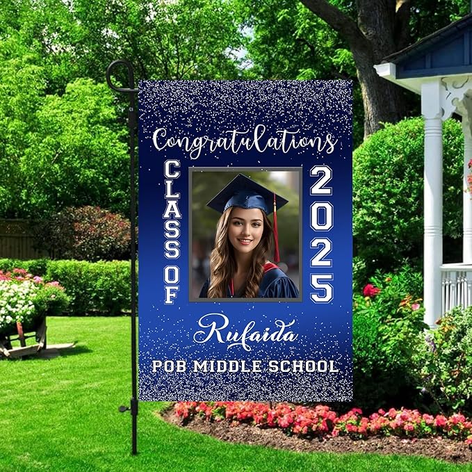 Amazon.com : Generic Personalized Graduation Flag 2025, Blue, 12" x 18 ...