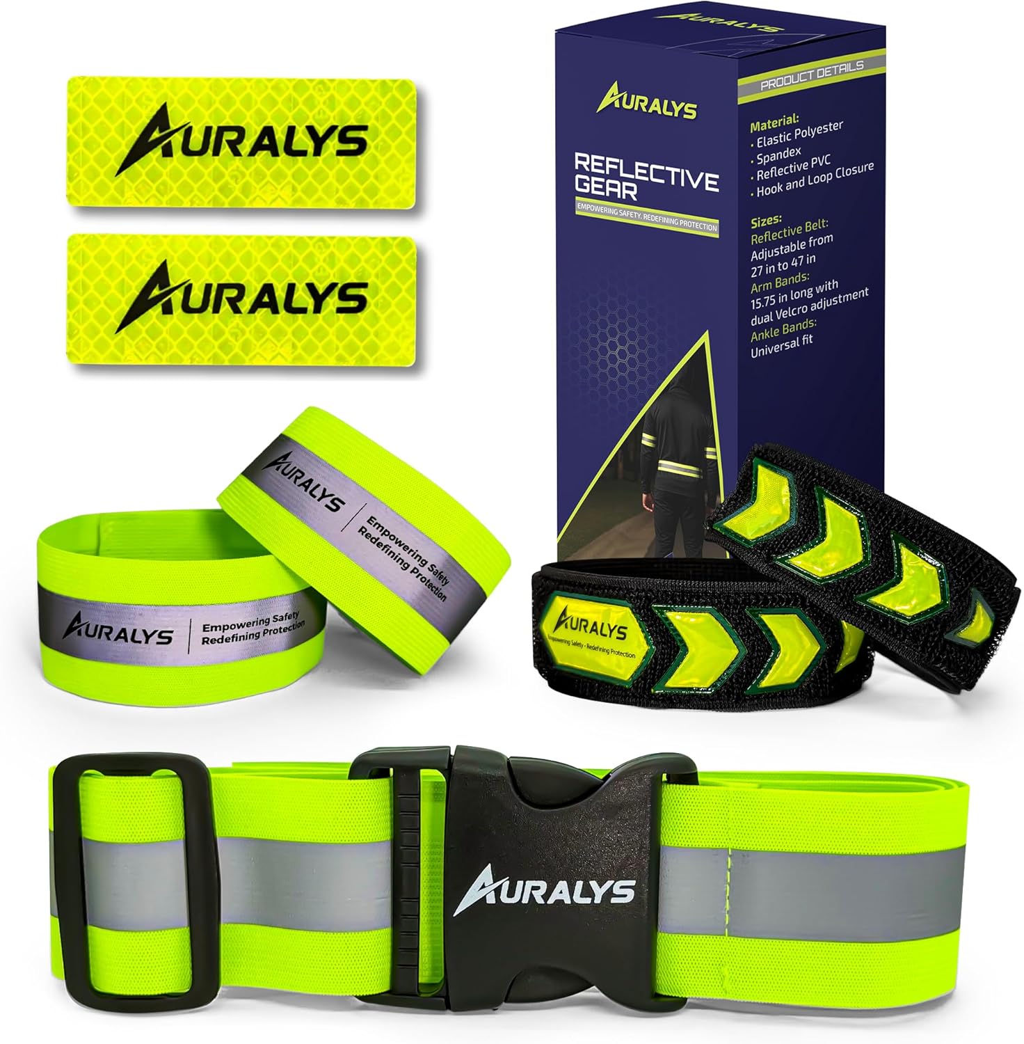 Amazon.com : Auralys® 4 in 1 Reflective Running Gear, Adjustable Belt ...