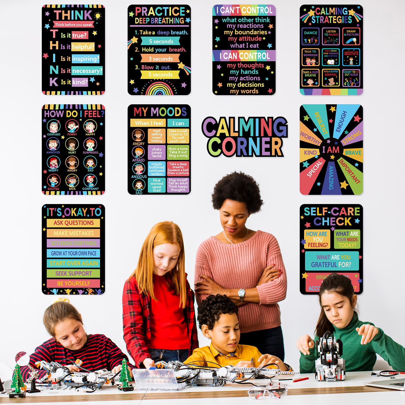 Snapklik.com : 10 Pcs Calming Posters Emotion Chart For Kids Feeling ...