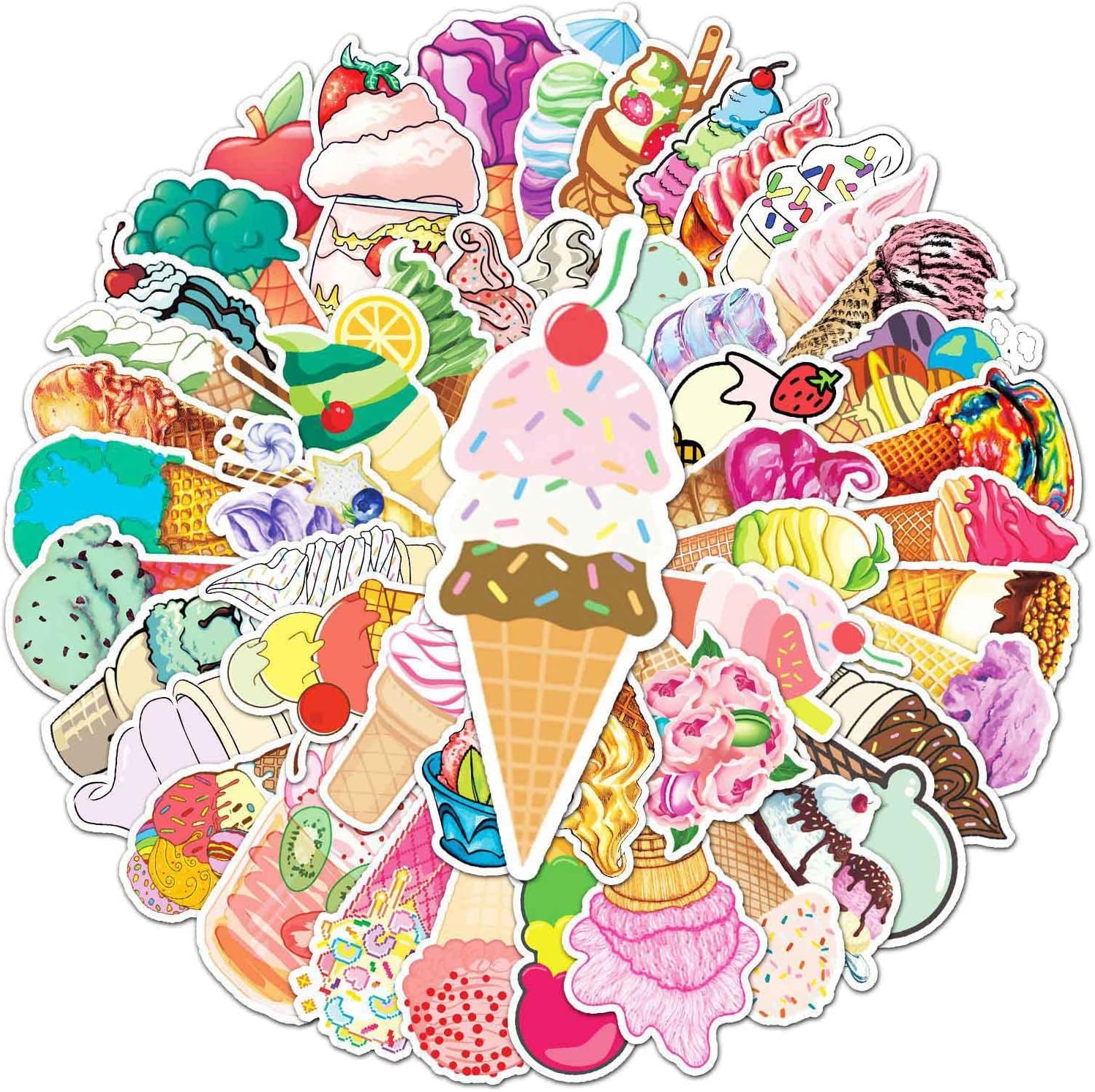 Amazon.com: Ice Cream Stickers, 50Pcs Ice Cream Cone Stickers Decals ...