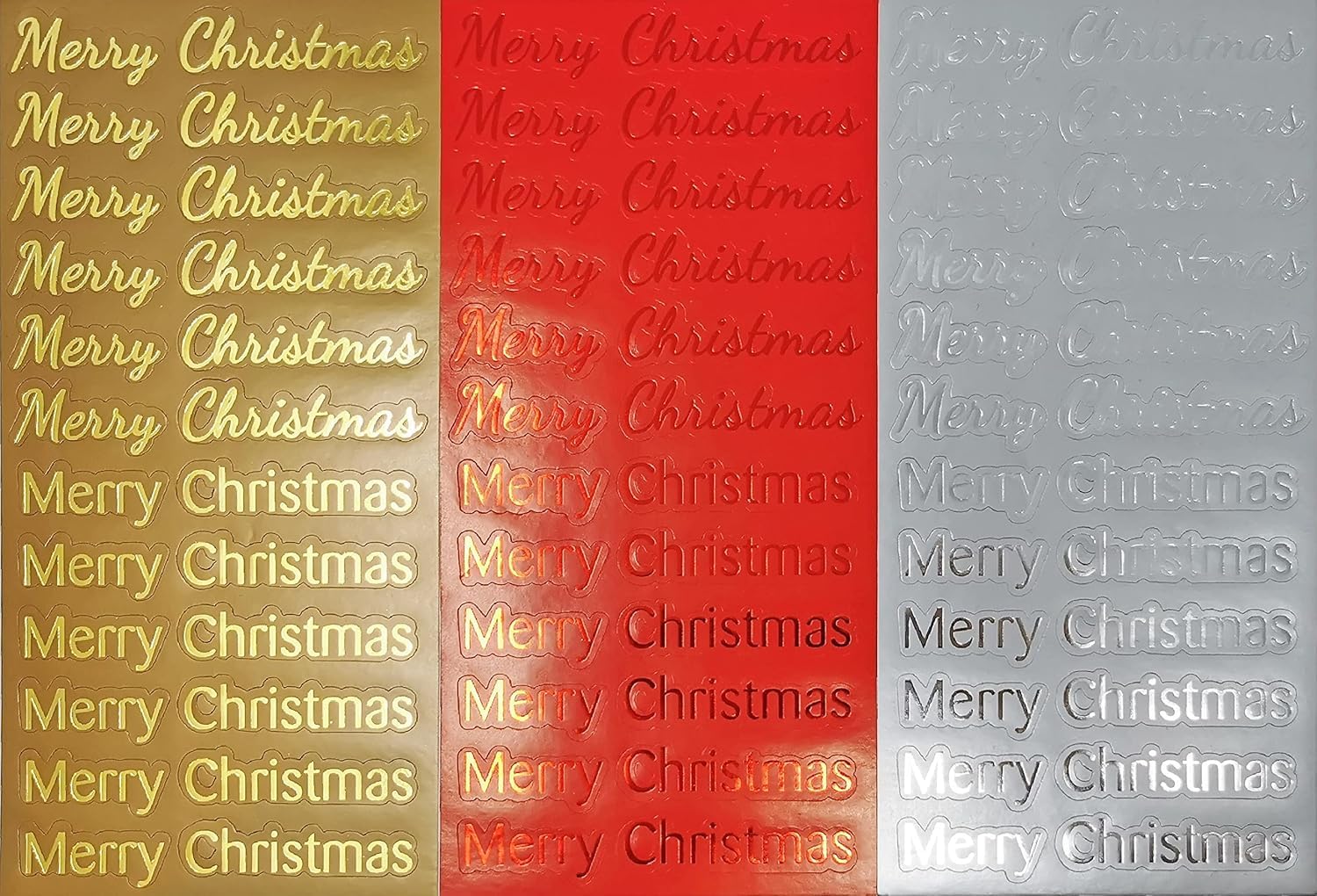 21 Sheets - 252 'Merry Christmas' Foil Stickers for Card Making - Red ...