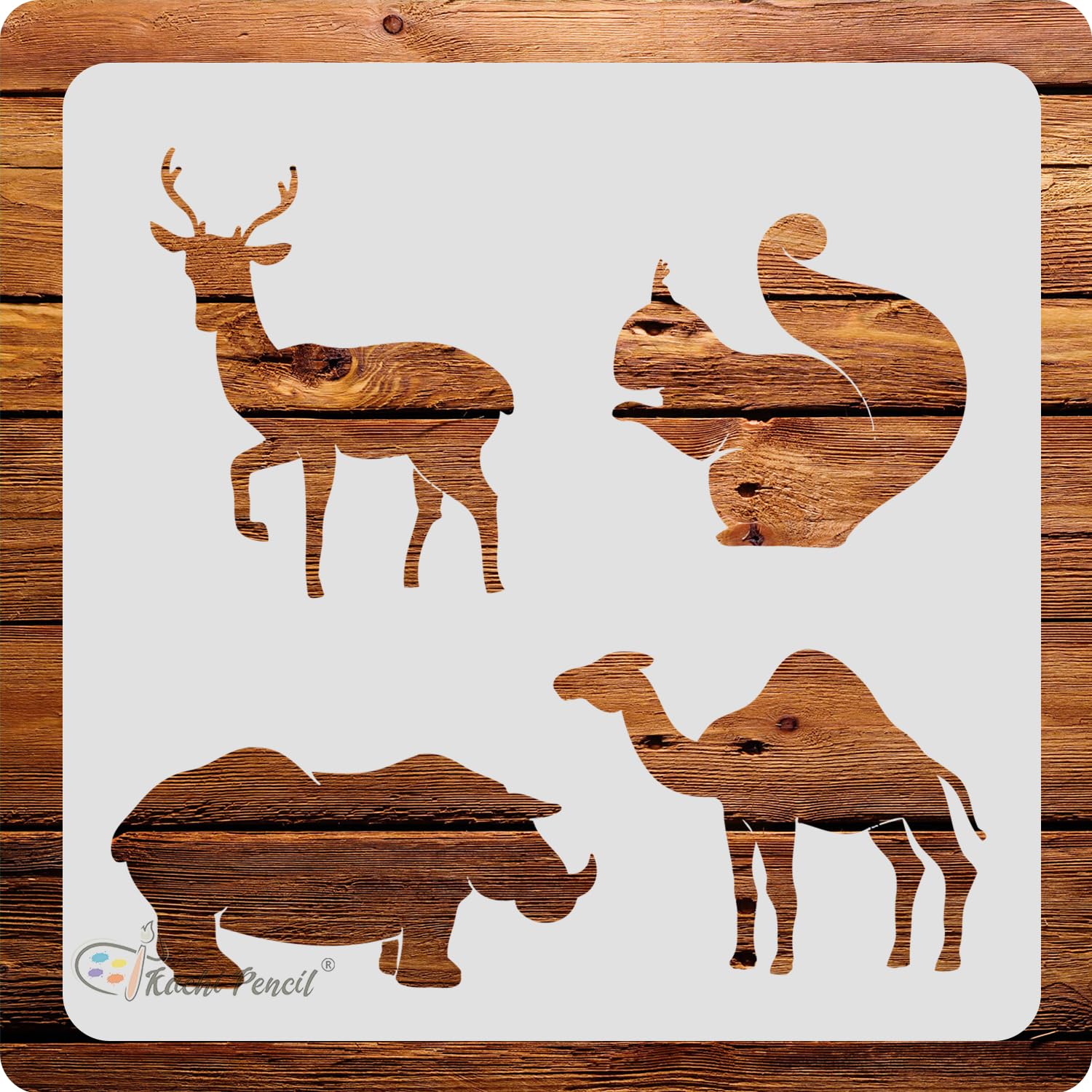Kachi Pencil Animals Deer, Camel and Pig Craft Stencil for Art and ...