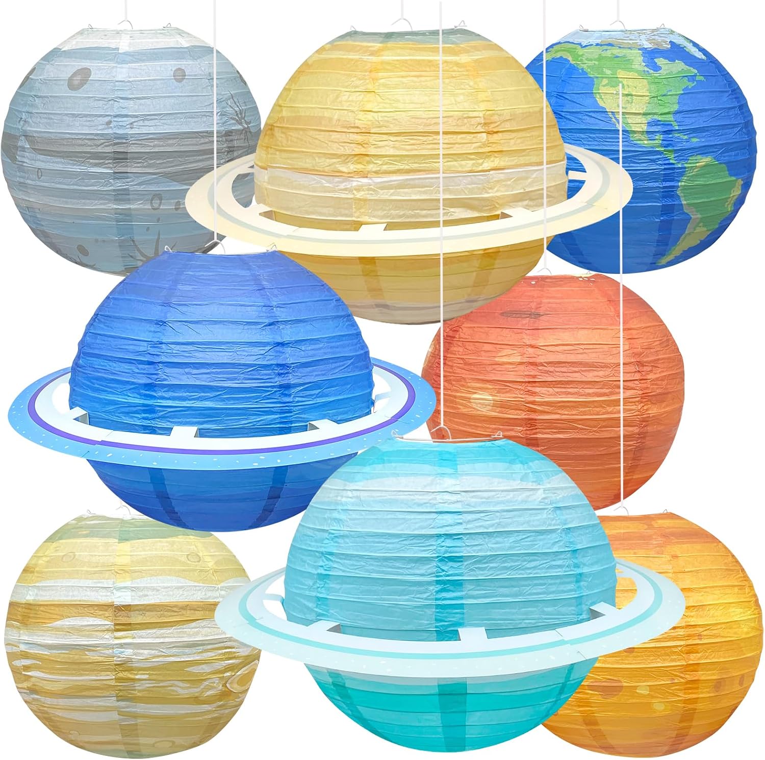 Space Paper Lanterns 8PCS Solar System Galaxy Planets Hanging Paper ...
