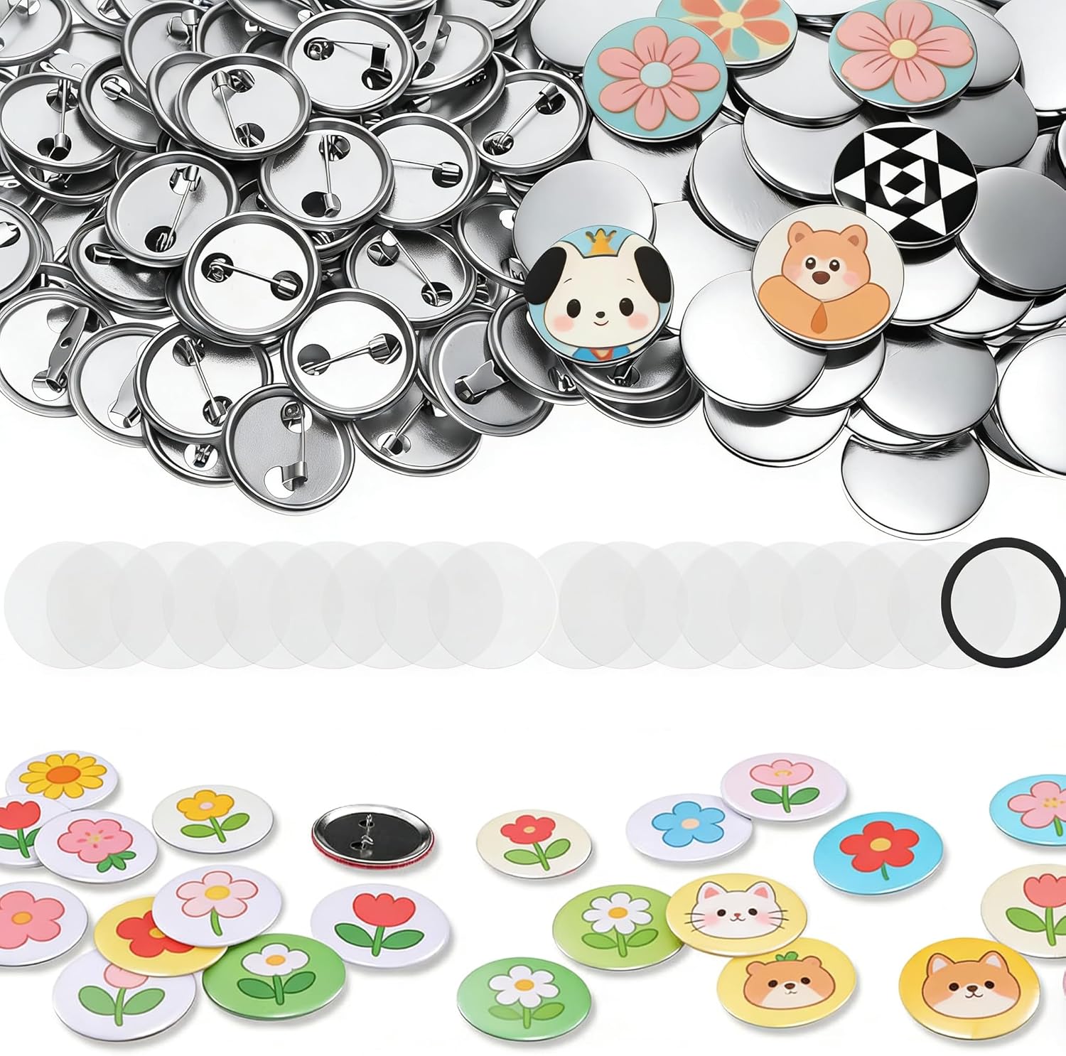 Amazon.com: Rntfunre Button Maker Supplies, 100 Sets 25mm/1inch Pin ...