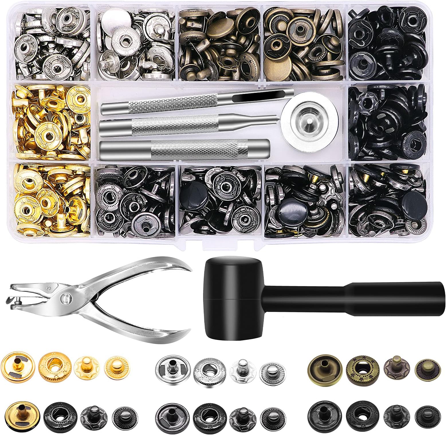 Amazon.com: Swpeet 102Pcs 5 Colors Jeans Buttons Rivets Set, 17mm No ...