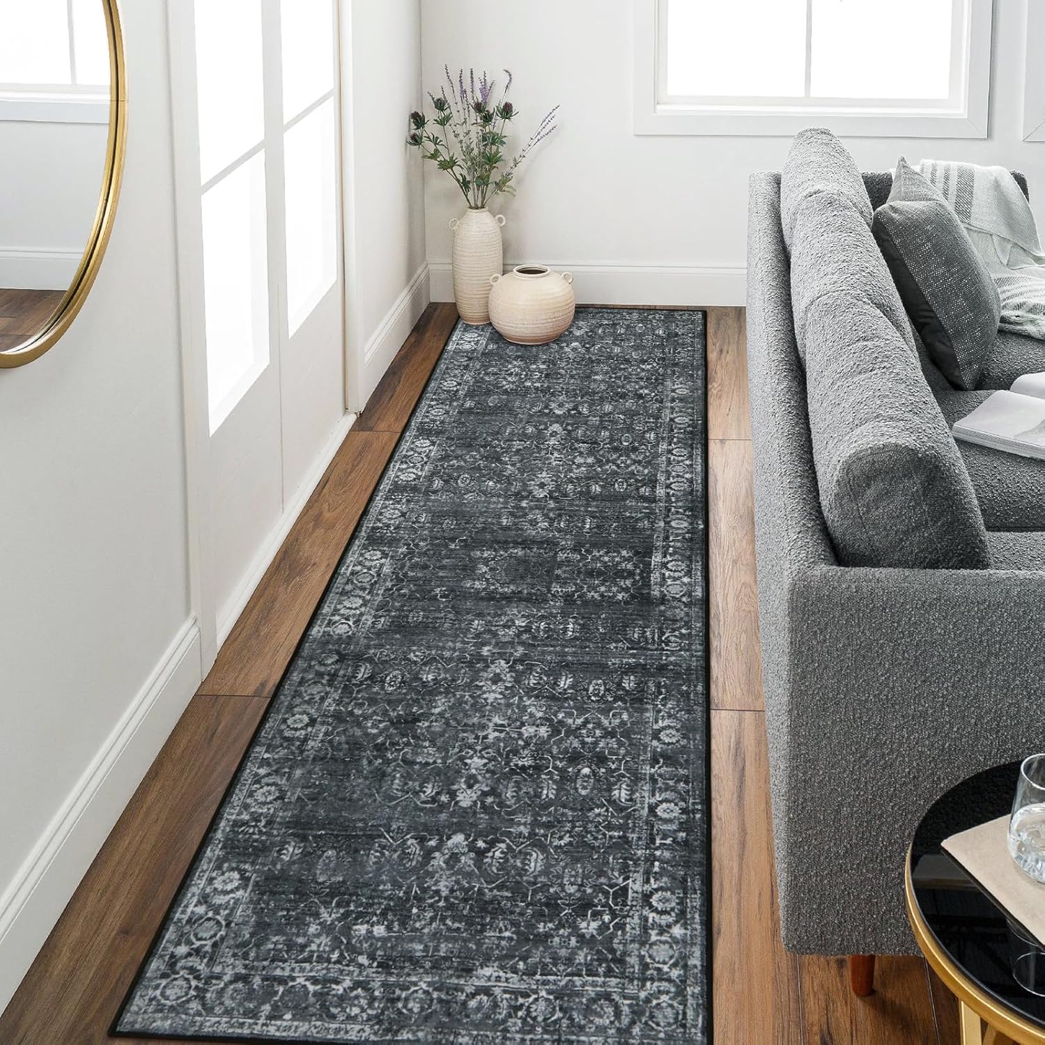 Amazon.com: Morebes Black Rug Runners for Hallways with Rubber Backing ...