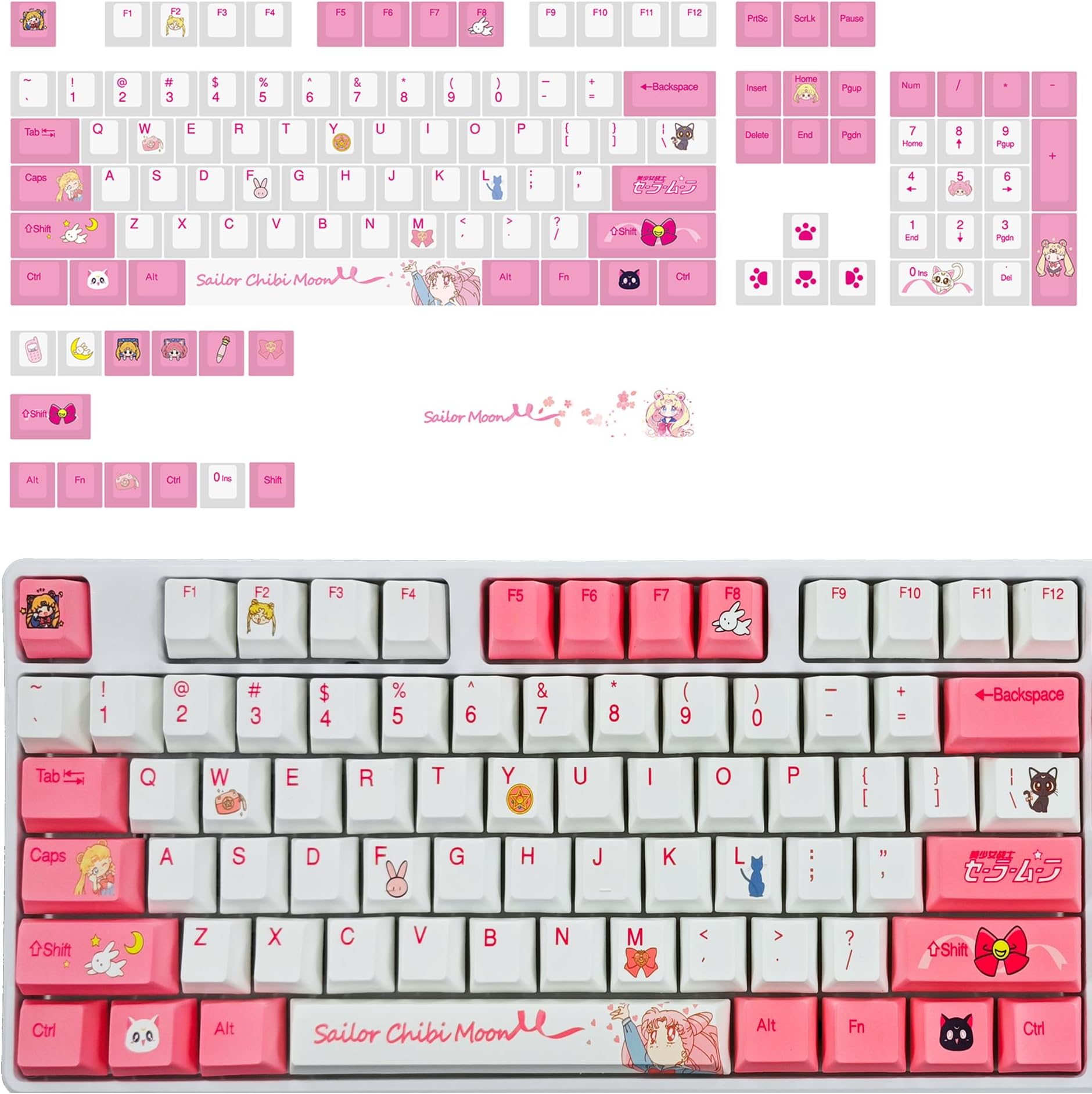 Amazon.com: Akko Keycaps Set, Mochi & Dango Cherry Profile 170-Key PBT ...