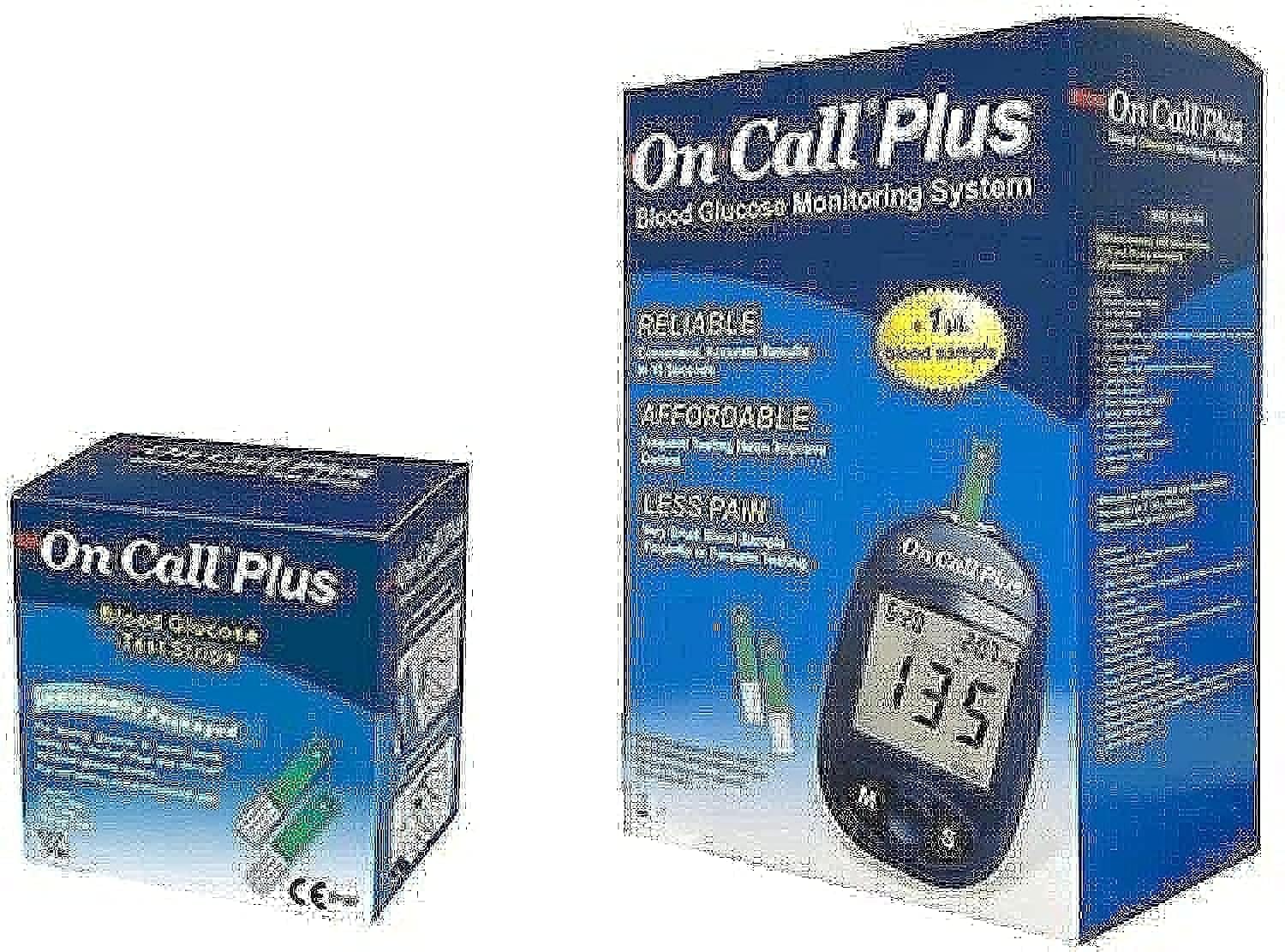 On Call Extra Blood Glucose Meter Starter Kit (incl. 10 Test Strips, 10 ...