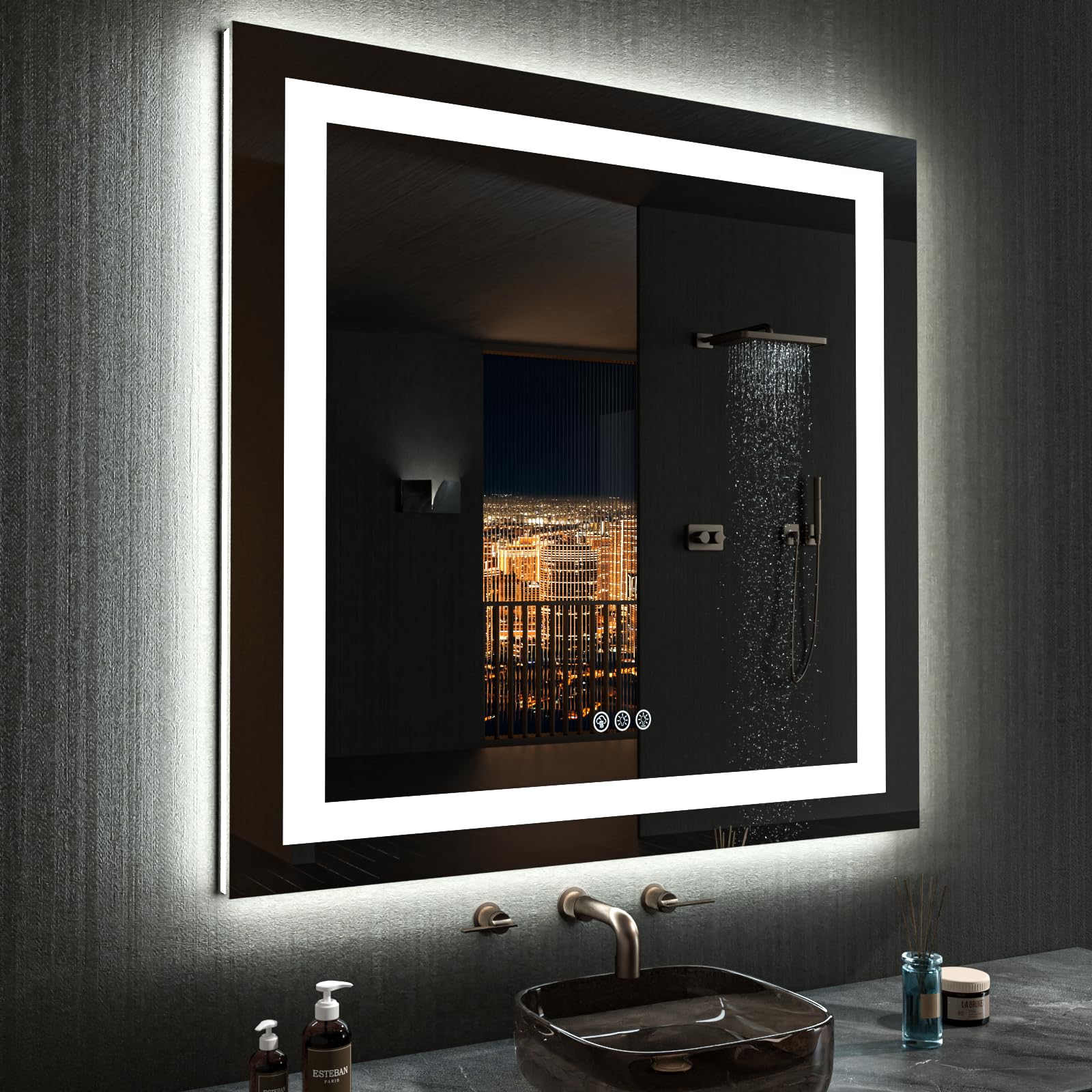 Amazon.com: LOAAO 40”X38“ RGB LED Bathroom Mirror with Lights, Large ...